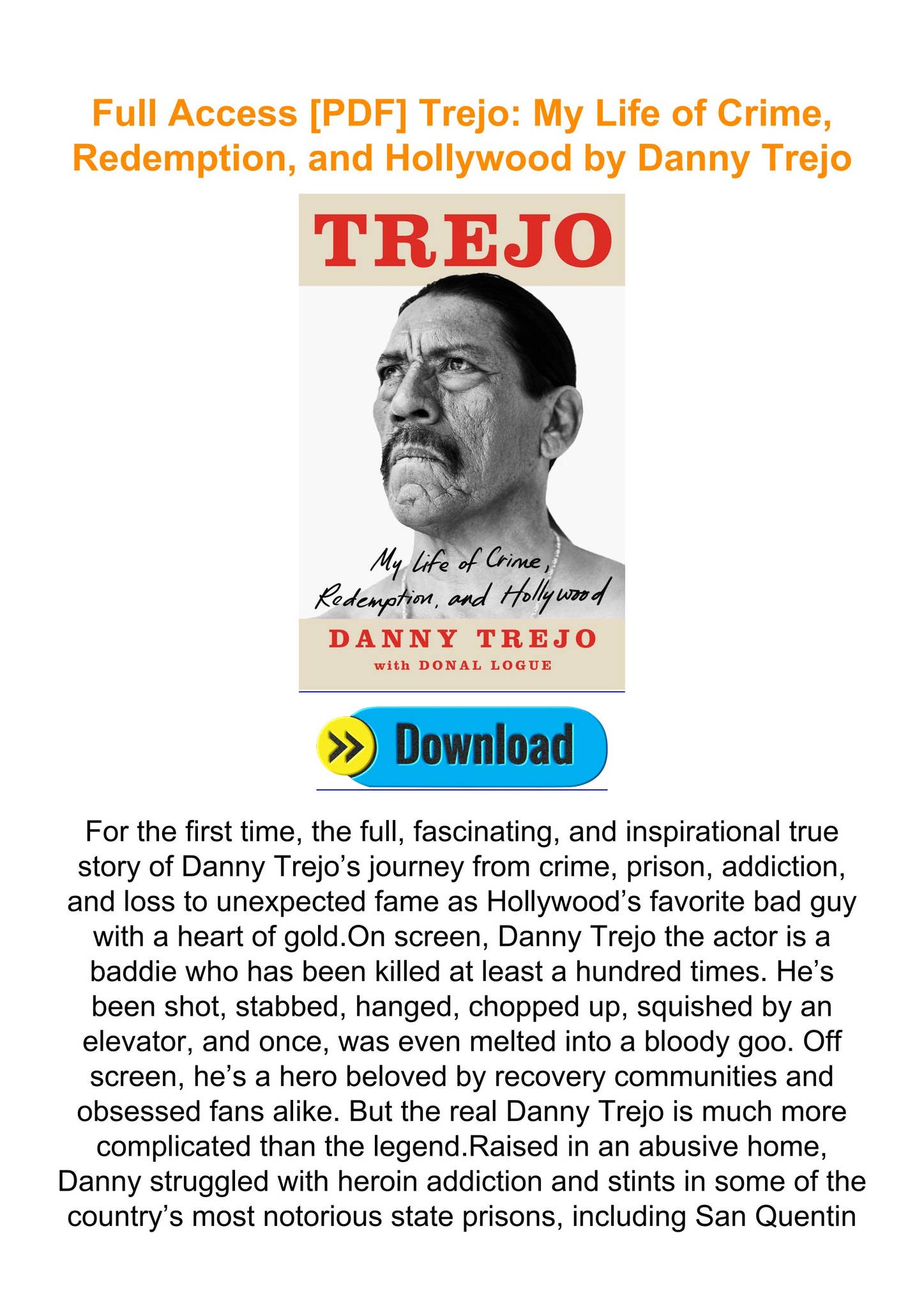 Full Access [PDF] Trejo: My Life of Crime, Redemption, and Hollywood by ...