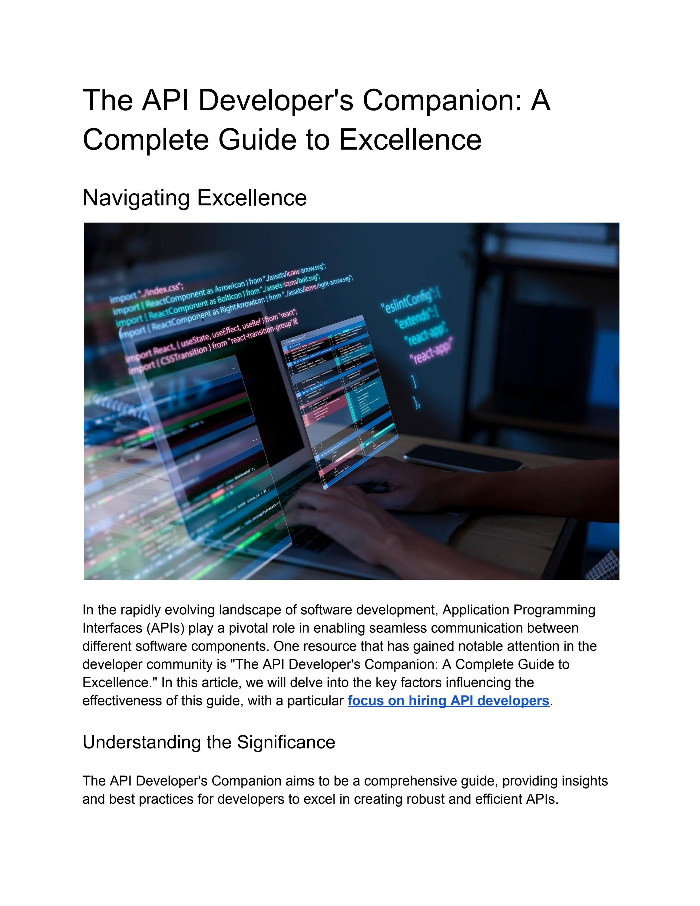 The API Developer's Companion: A Complete Guide to Excellence by ...