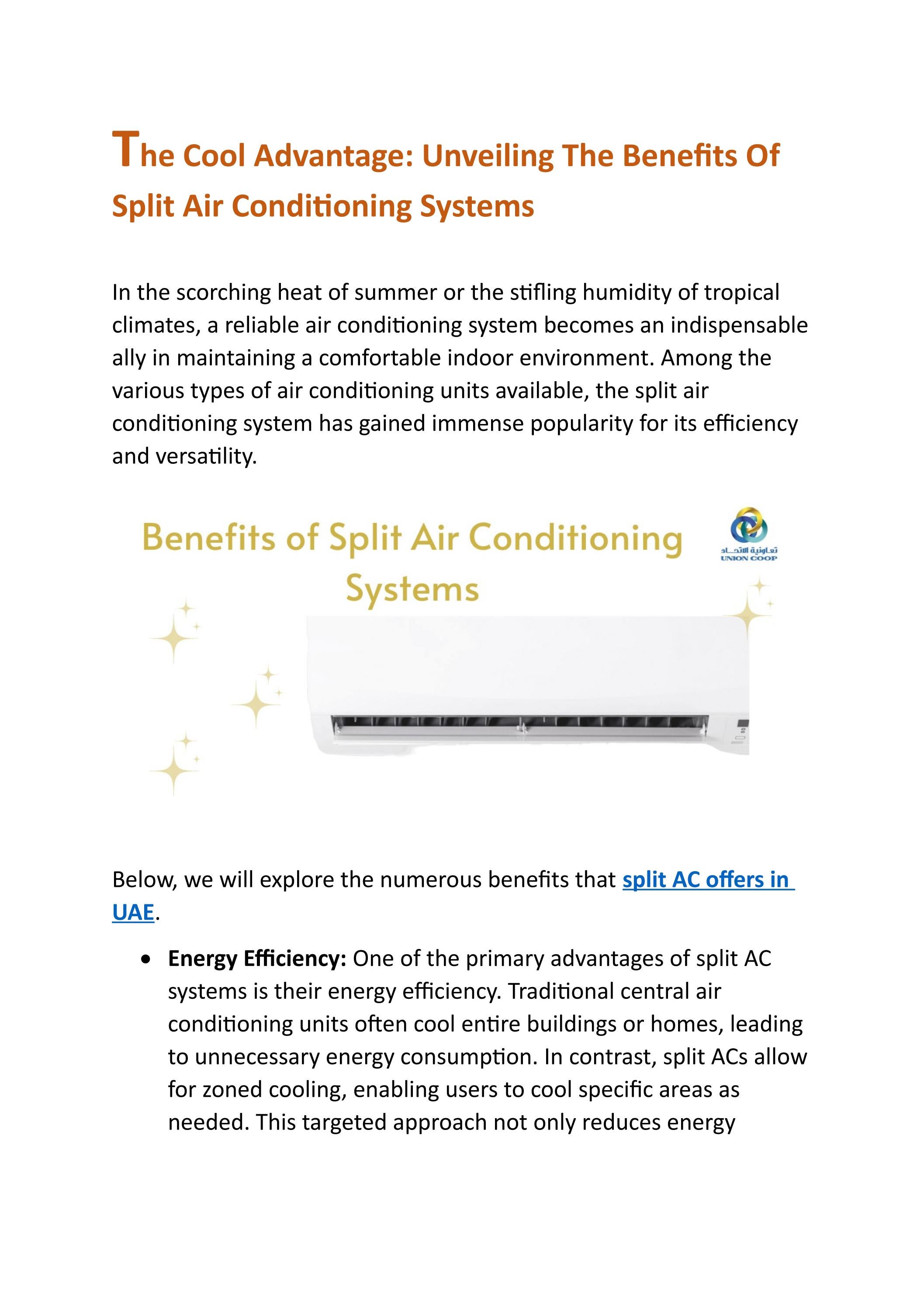 Unveiling The Benefits Of Split Air Conditioning Systems by Union Coop ...