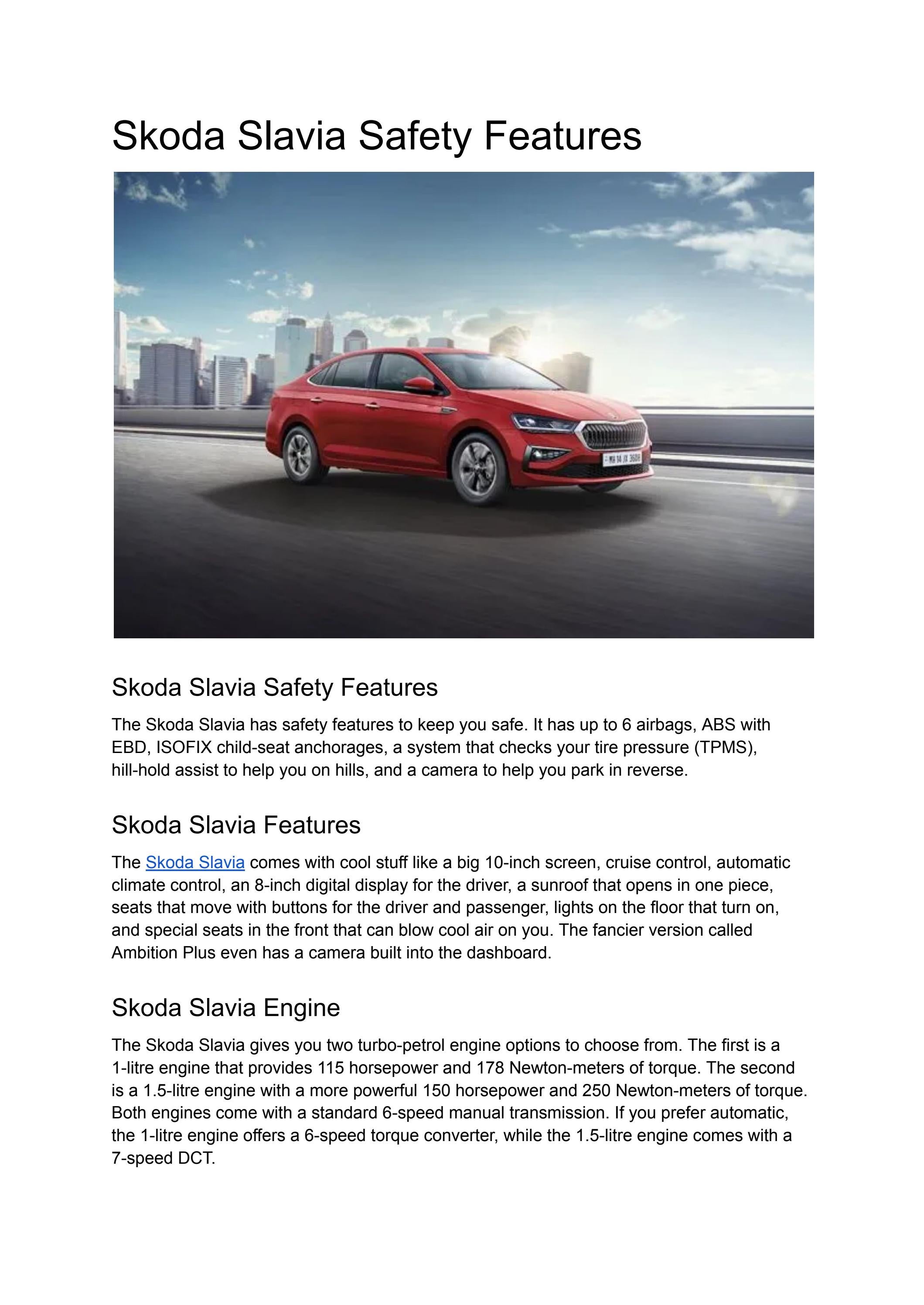 Skoda Slavia Safety Features by Hunny CarB - Issuu