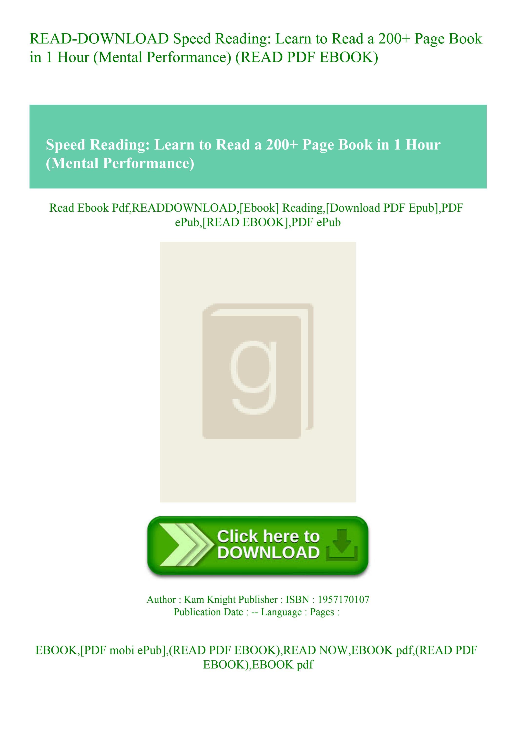 READ-DOWNLOAD Speed Reading Learn to Read a 200+ Page Book in 1 Hour ...