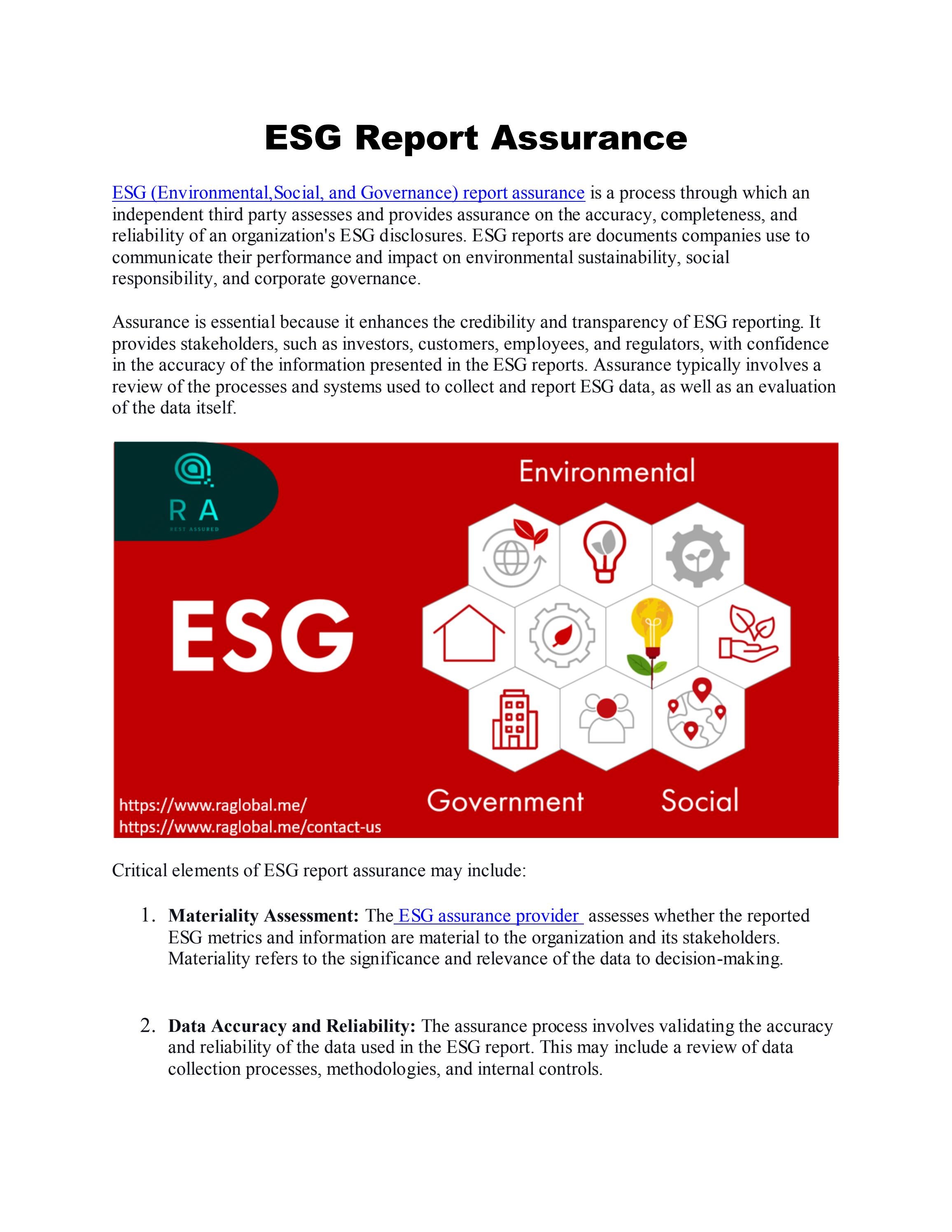 ESG Report Assurance by RA Global - Issuu