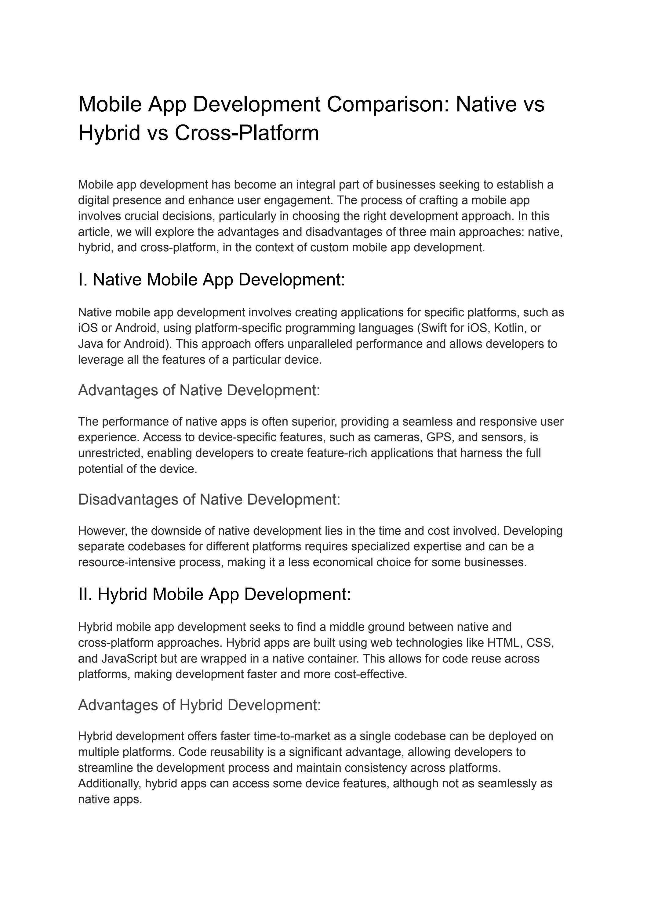 Mobile app development comparison Native vs Hybrid vs Cross Platform by ...