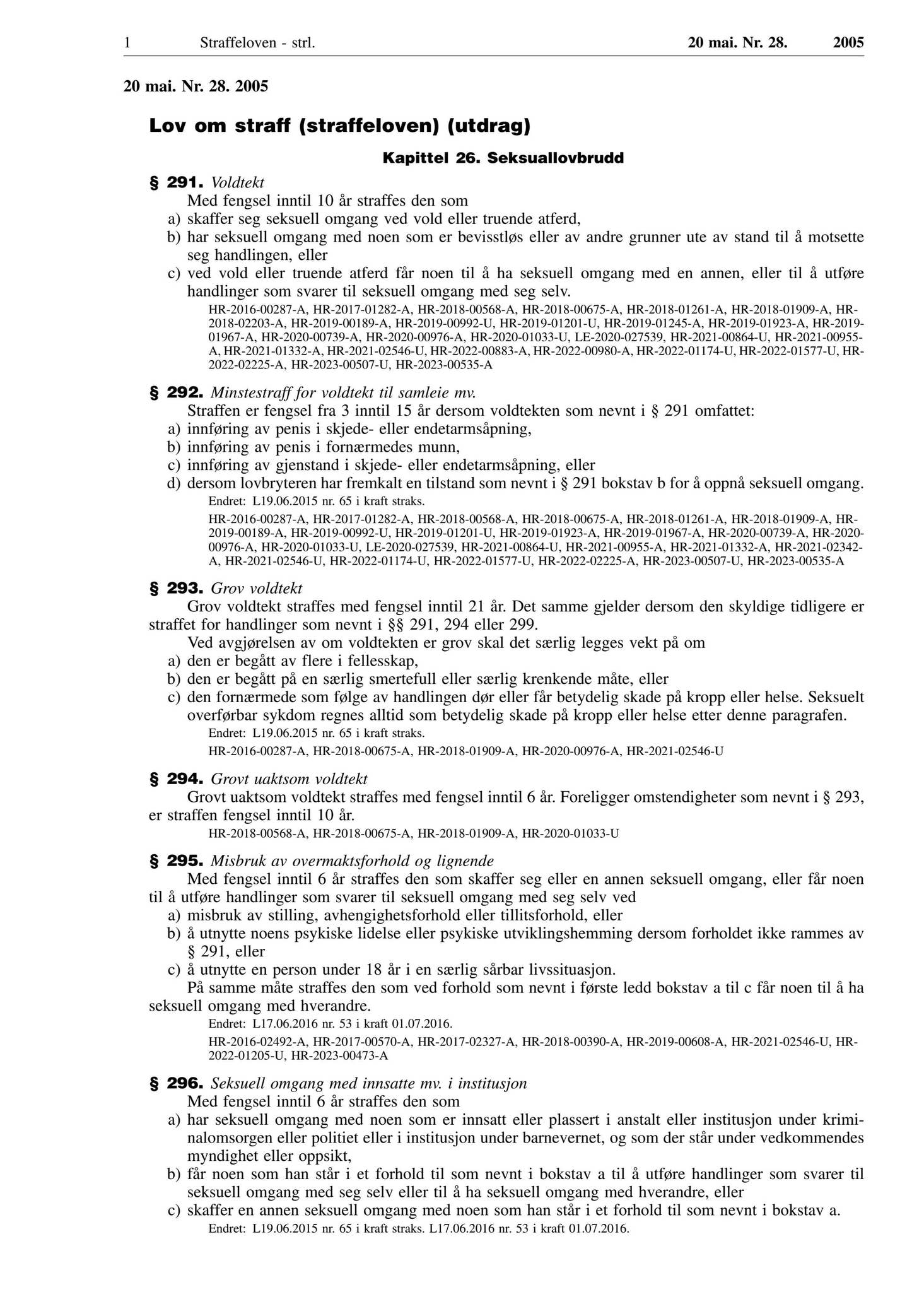 Straffeloven 2023 - kapittel 26 by Gyldendal Norsk Forlag - Issuu