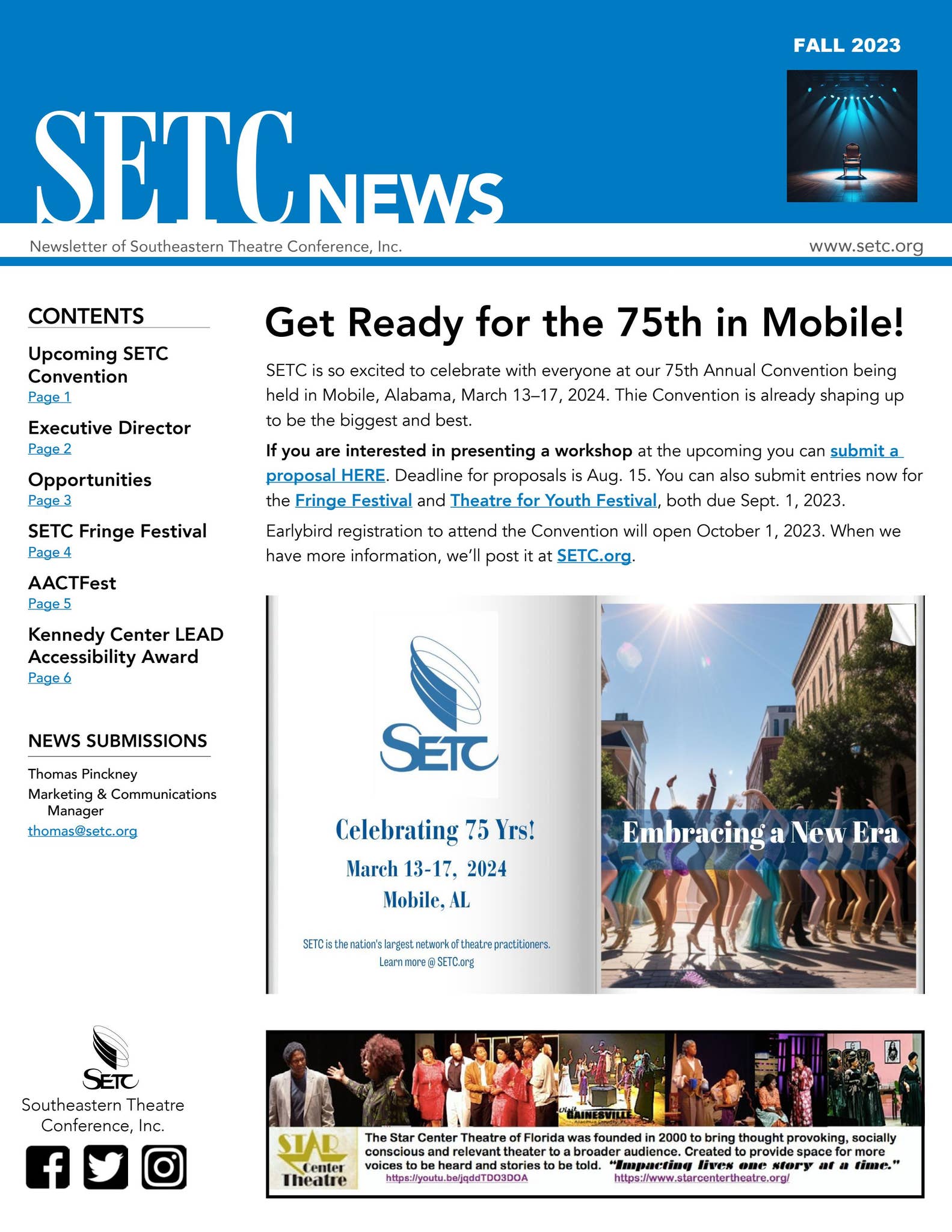 SETC News Fall 2023 by Southeastern Theatre Conference - Issuu