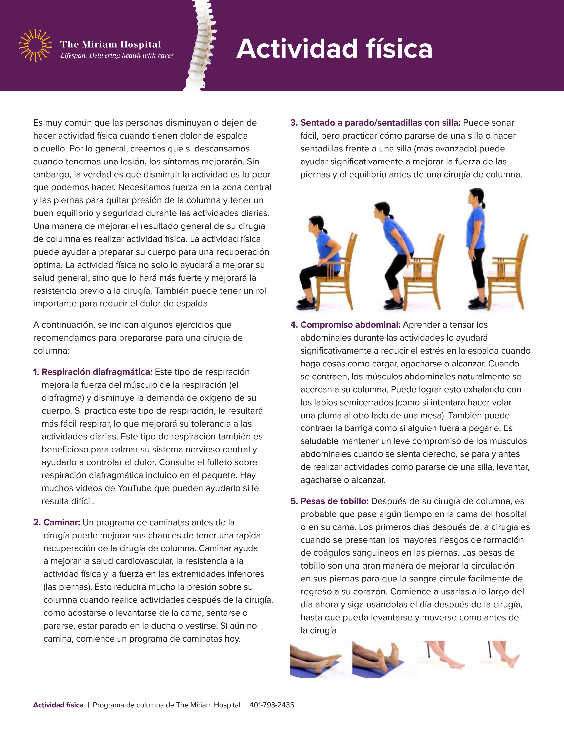 Exercises to Prepare for Spine Surgery (Spanish) by Lifespan Health ...