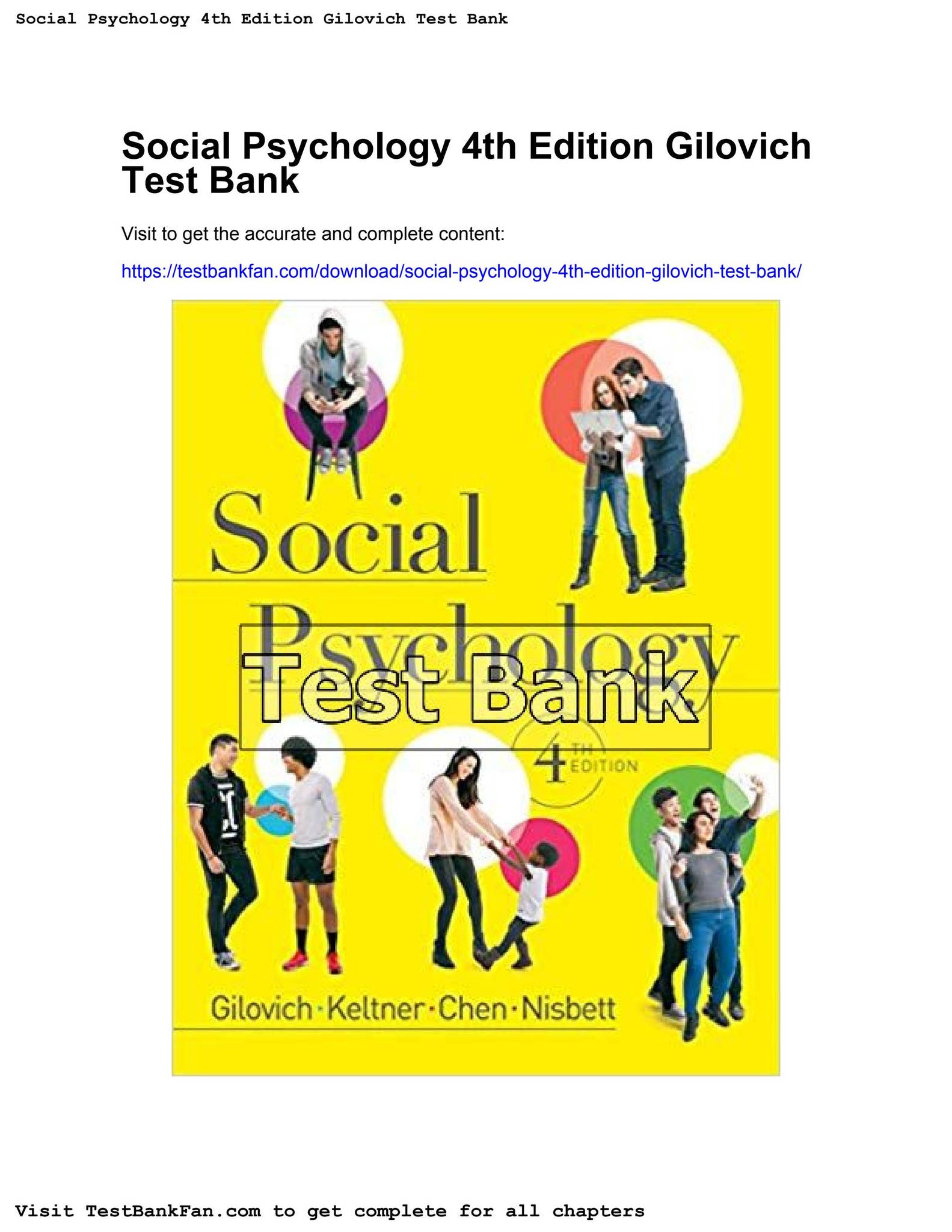 Full_download_social psychology 4th edition gilovich test bank by ...