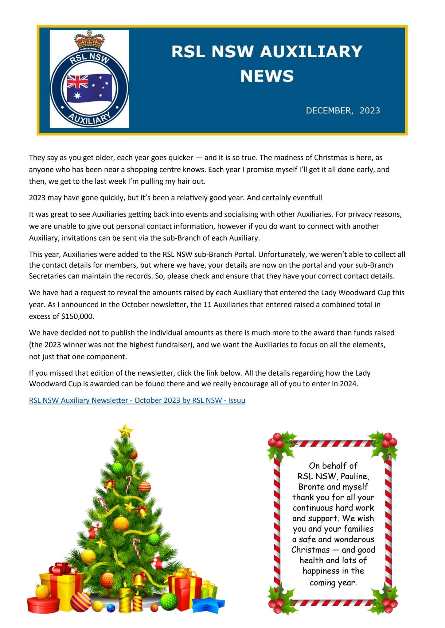 RSL NSW Auxiliary Newsletter - December 2023 by RSL NSW - Issuu
