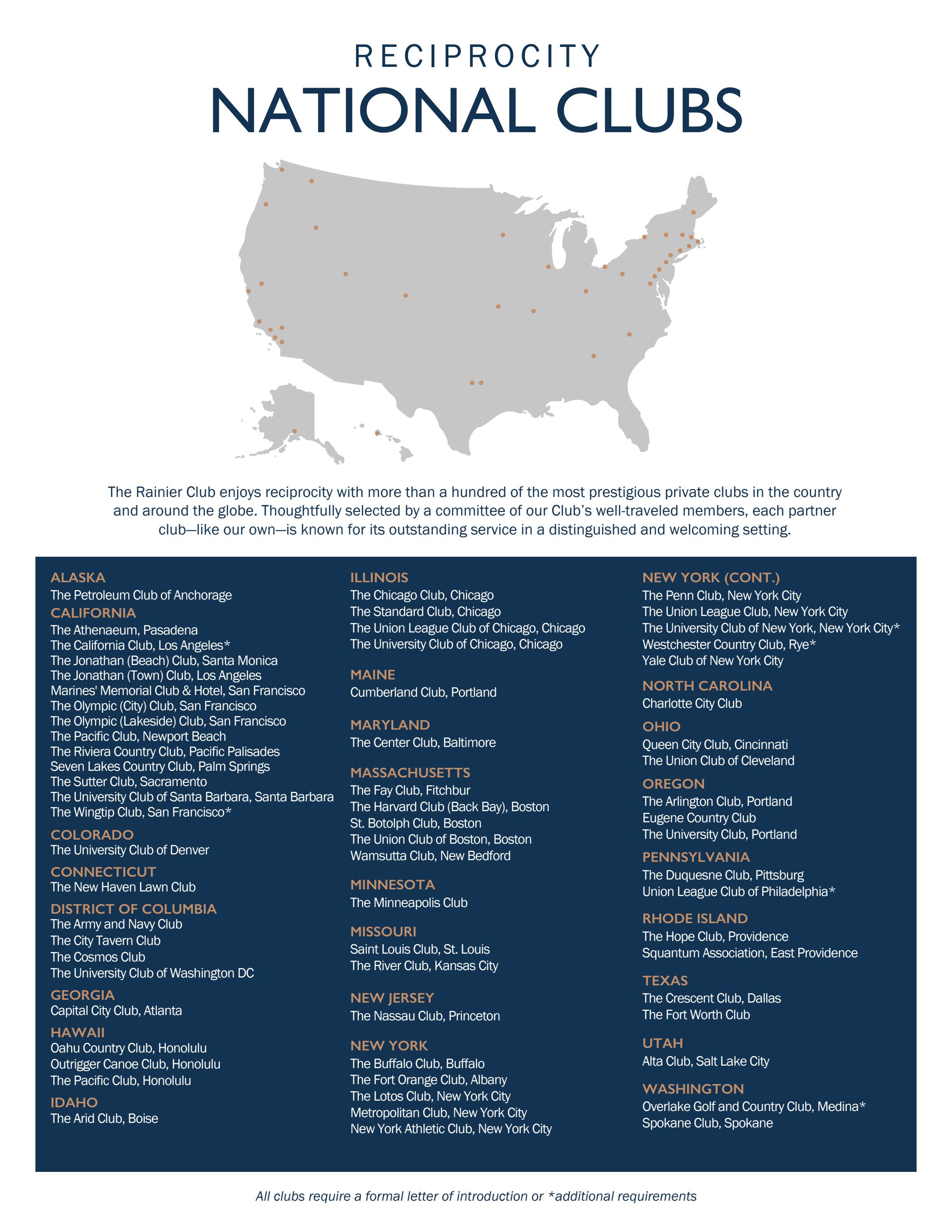 The Rainier Club | Reciprocal Club List by The Rainier Club - Issuu