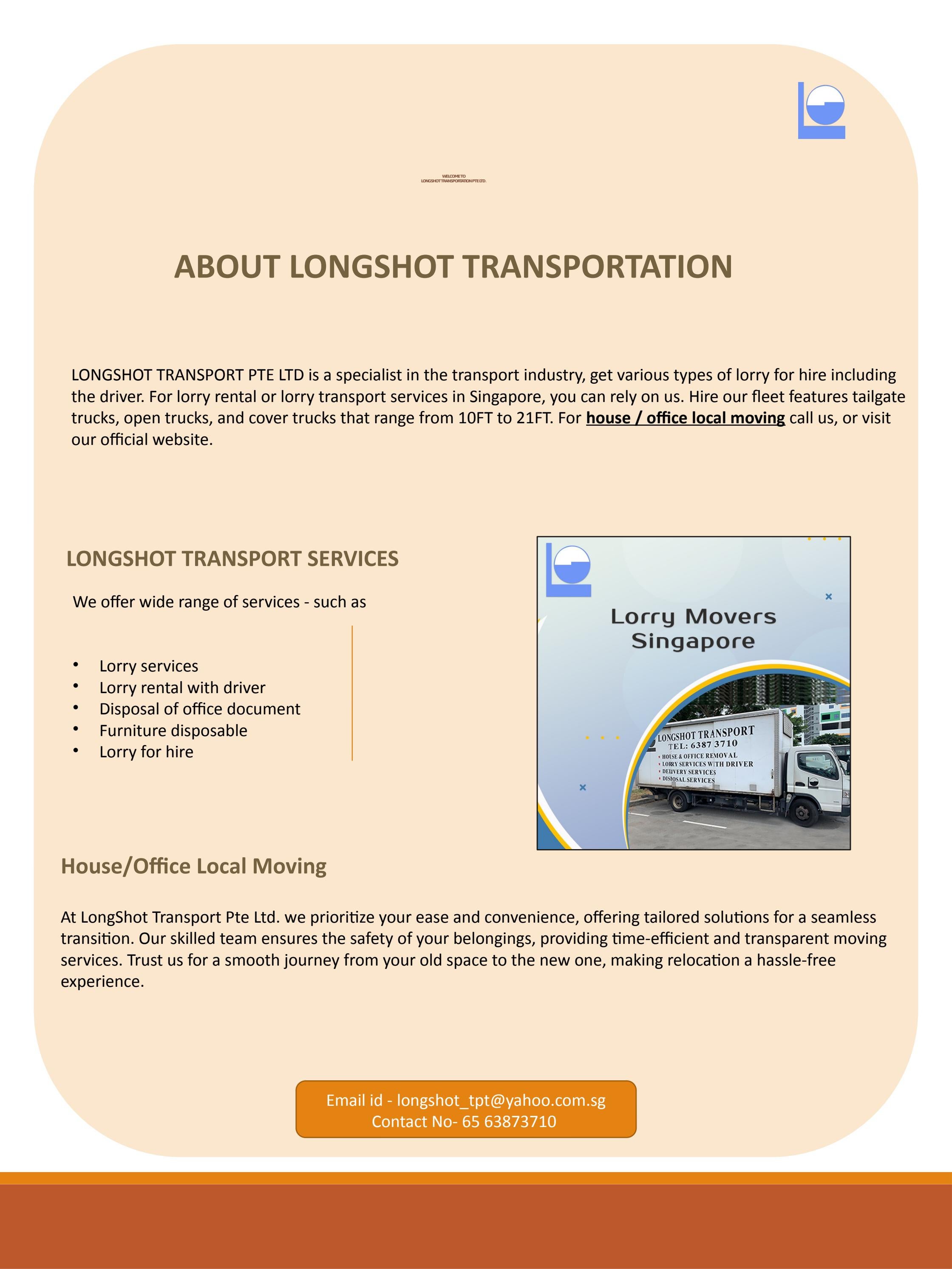 Seamlessly Transitioning with House/Office Local Moving Services by LongShot Transport Pte Ltd ...