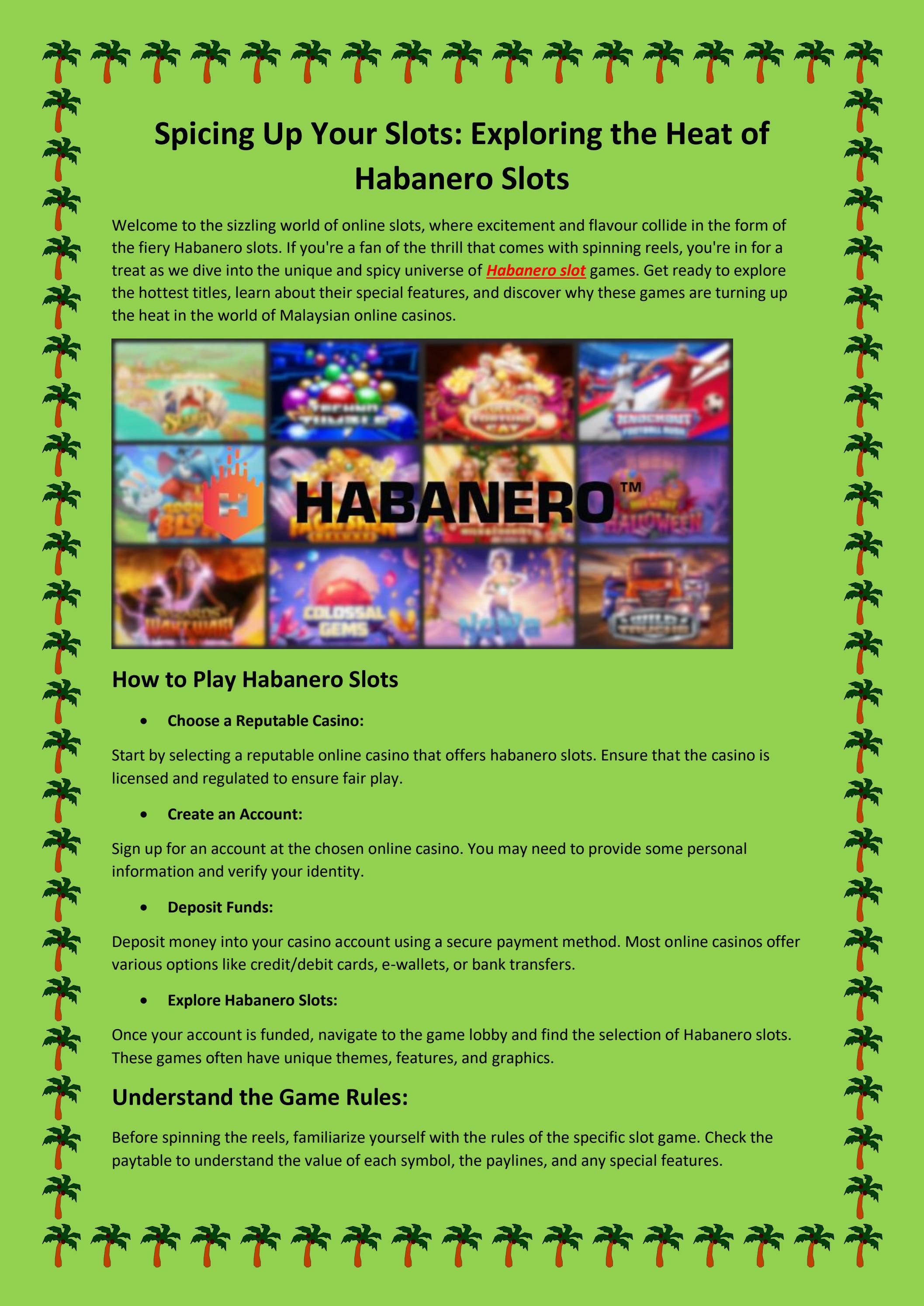 Exploring the Heat of Habanero Slots by habaneromyr - Issuu