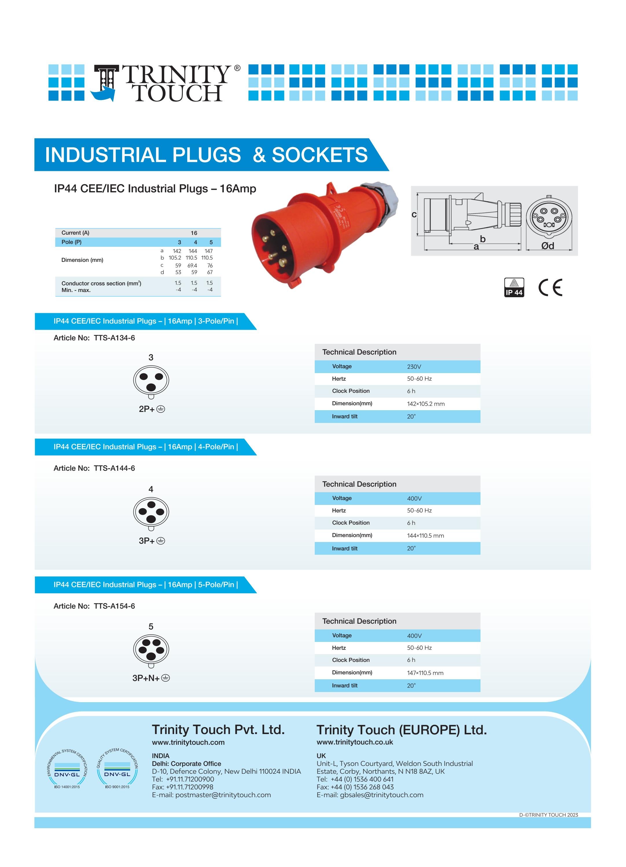 IP44 CEE/IEC Industrial Plugs – 16Amp by Trinity Touch - Issuu