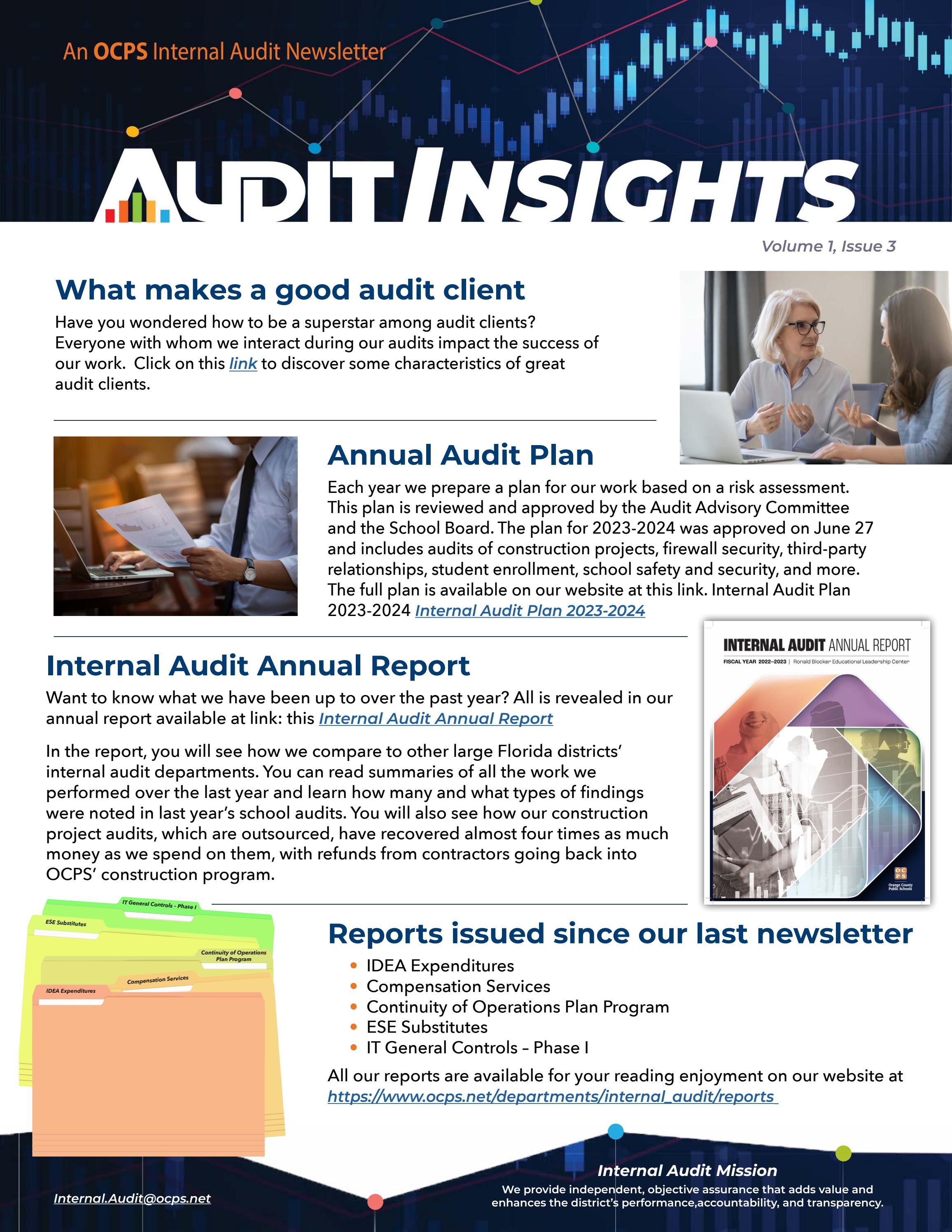 Audit Insights - Summer 2023 by Orange County Public Schools - Issuu