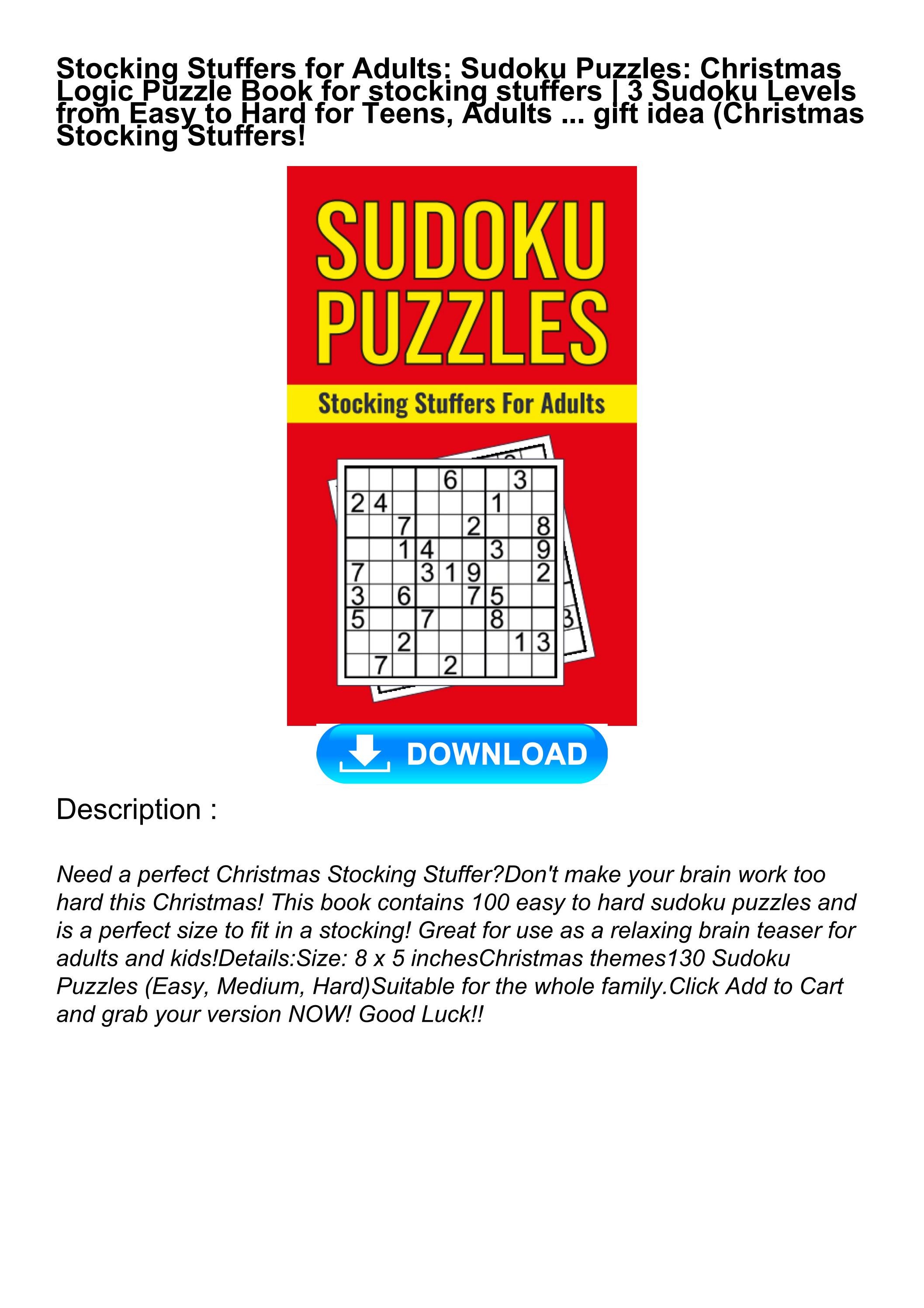 ⚡PDF DOWNLOAD Stocking Stuffers for Adults: Sudoku Puzzles: Christmas ...