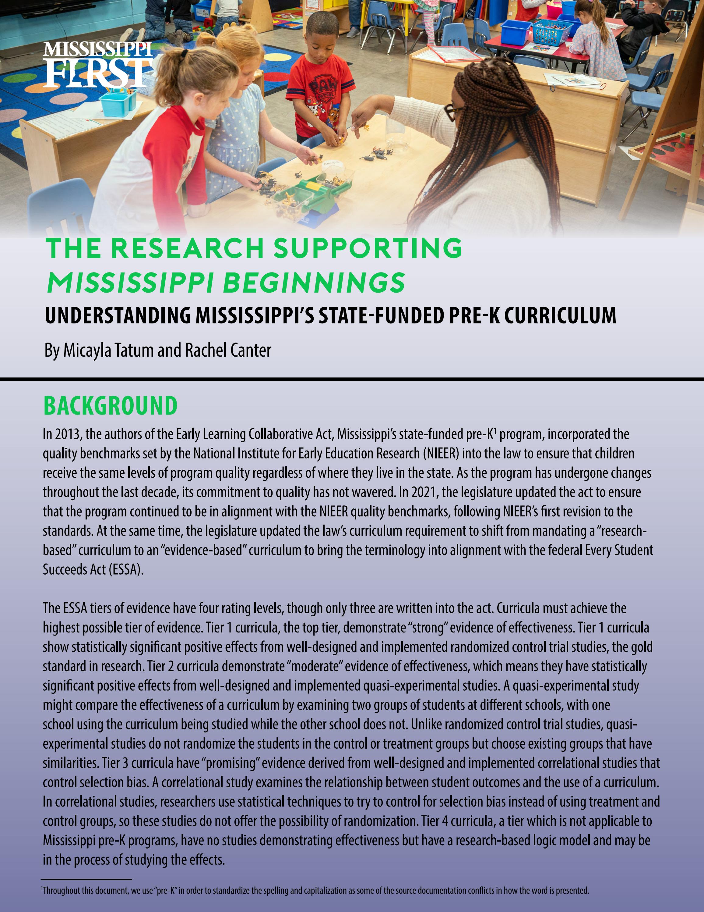 The Research Supporting Mississippi Beginnings by Mississippi First - Issuu