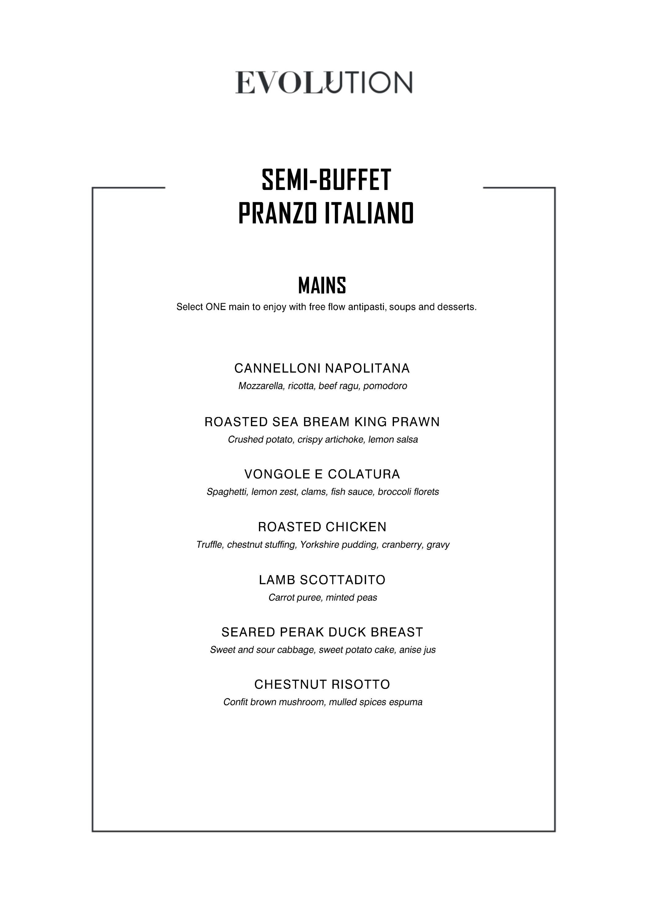 Menu: Semi-Buffet Pranzo Italiano - Festive Edition by ...