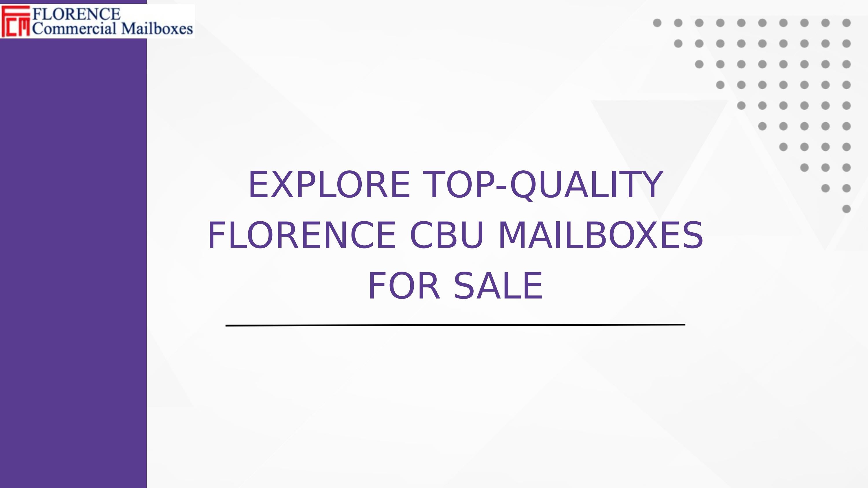 Secure Your Mail with a Quality CBU Mailbox for Sale - Florence ...