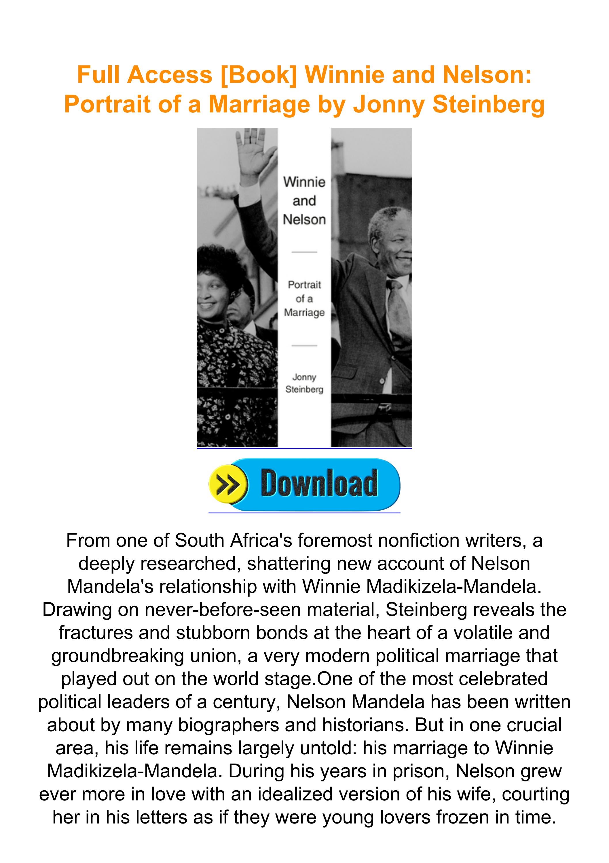 Full Access [Book] Winnie and Nelson: Portrait of a Marriage by Jonny Steinberg by ...