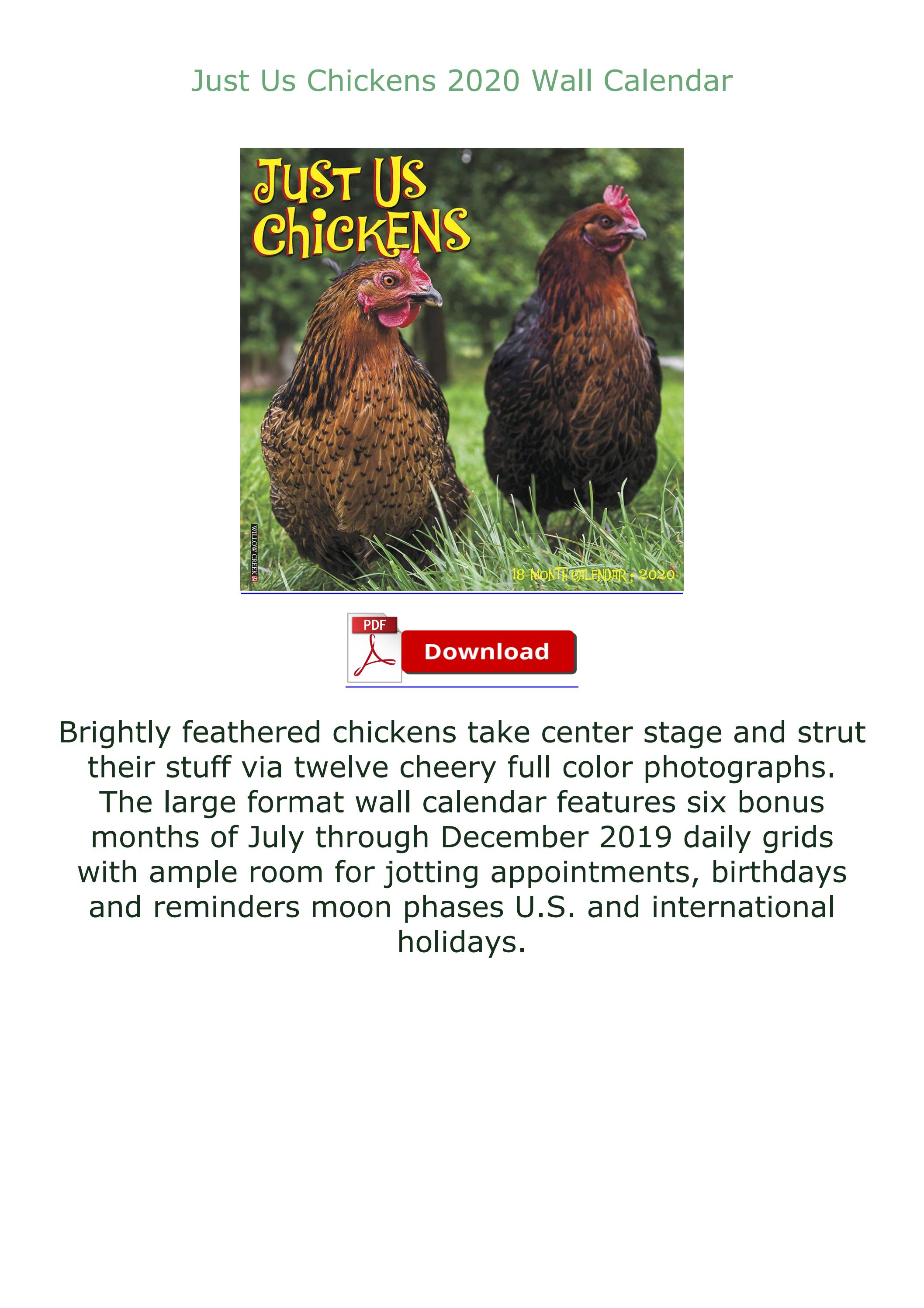 {EBOOK} DOWNLOAD Just Us Chickens 2020 Wall Calendar by ...