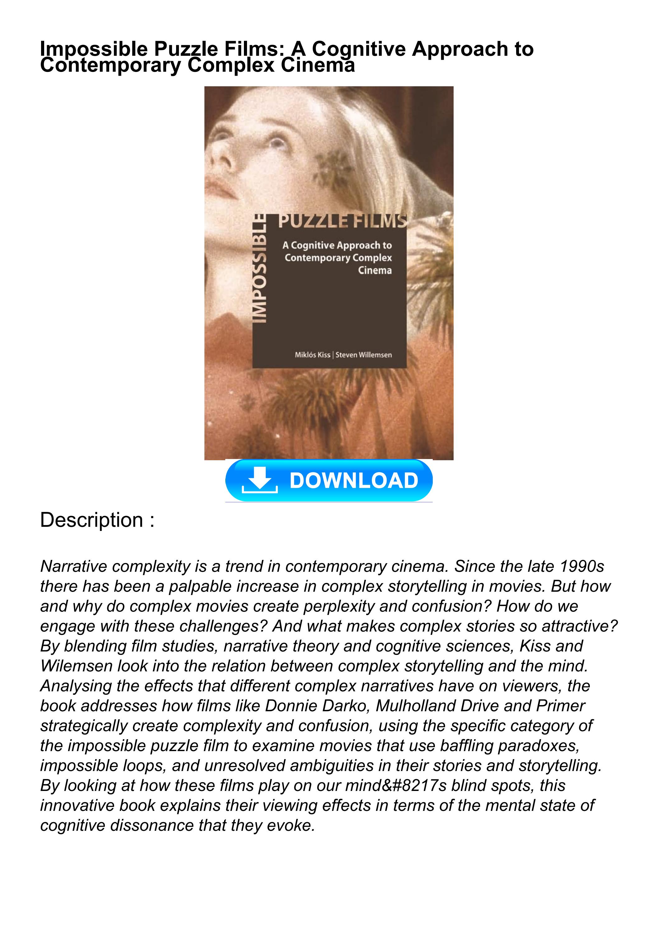 [PDF] Online Impossible Puzzle Films: A Cognitive Approach to Contemporary Complex Cinema by ...