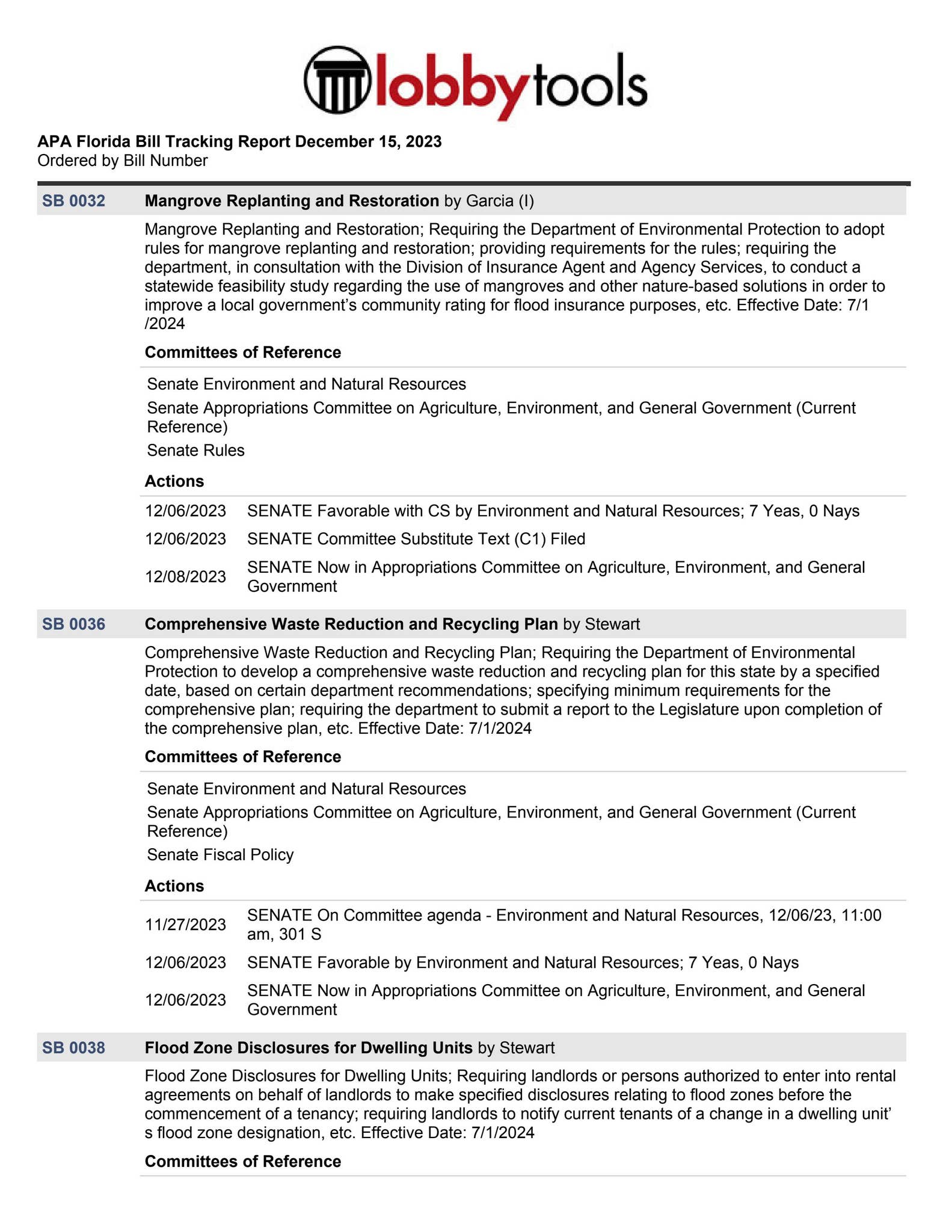 Bill Tracking Reporter | Dec. 15, 2023 by APA Florida - Issuu