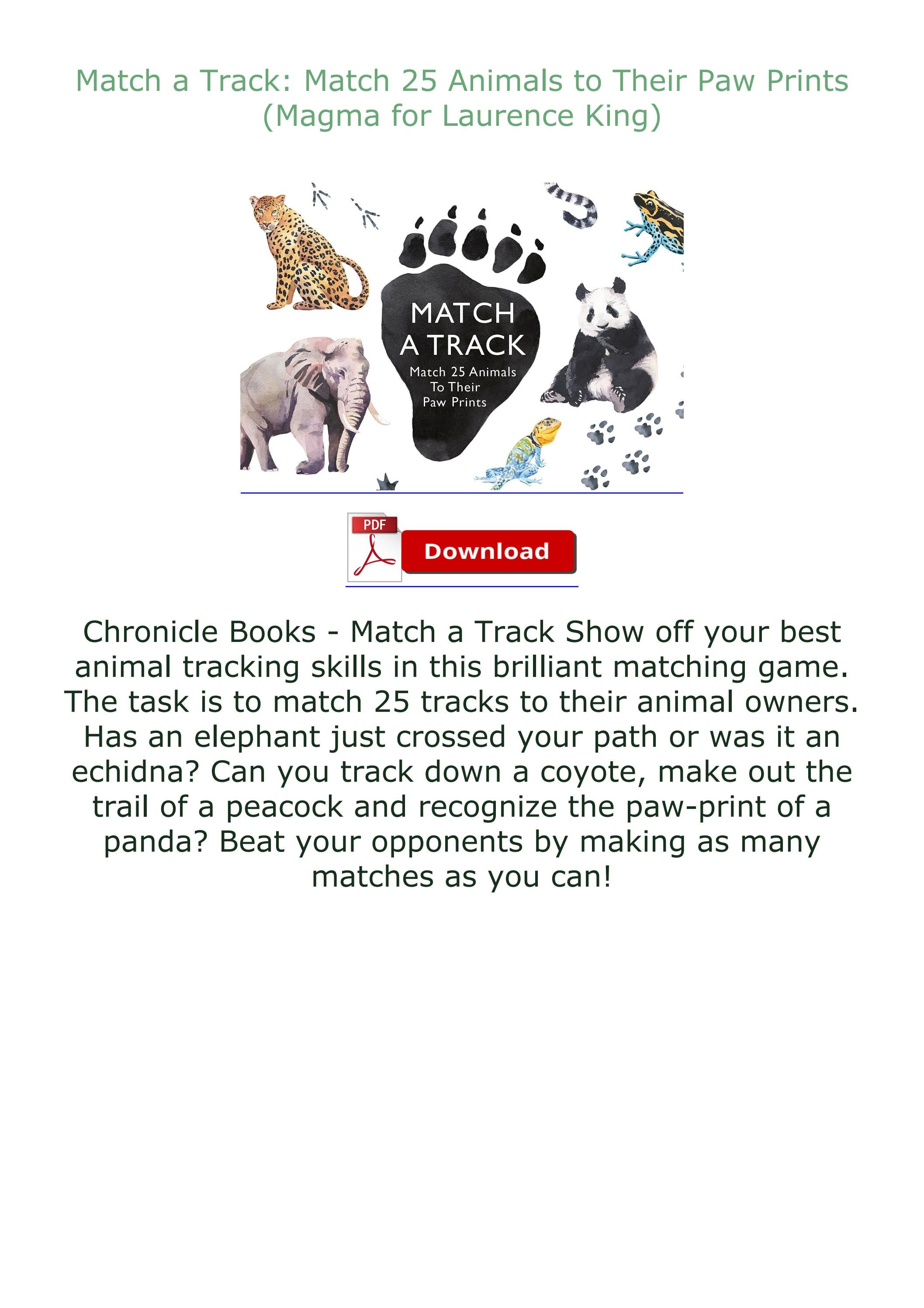 DOWNLOAD BOOK ⚡PDF⚡ Match a Track: Match 25 Animals to Their Paw Prints (Magma for by ...