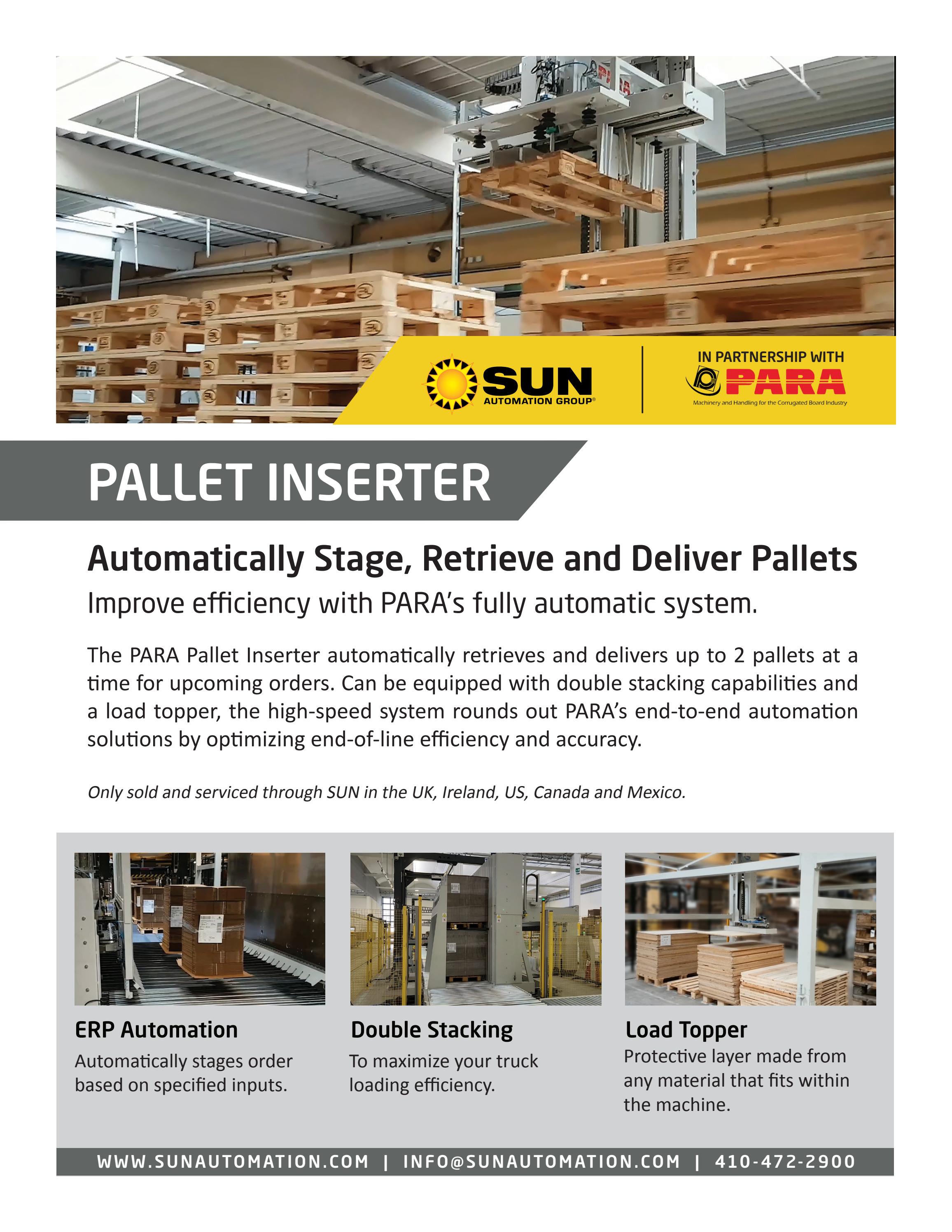PARA Pallet Inserter Brochure by Sun Automation Group - Issuu
