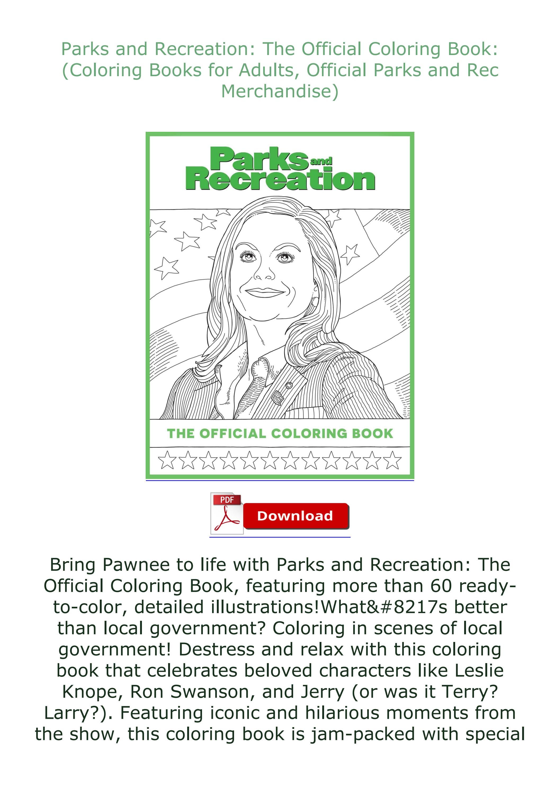 GET ⚡PDF⚡ DOWNLOAD Parks and Recreation: The Official Coloring Book ...