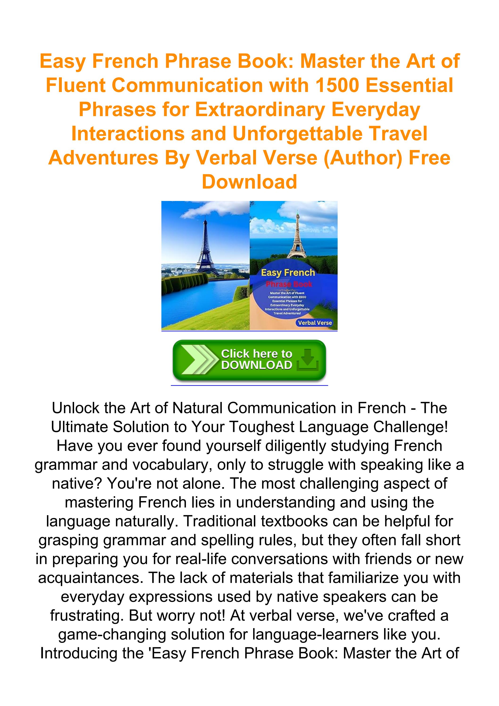 Easy French Phrase Book: Master the Art of Fluent Communication with ...