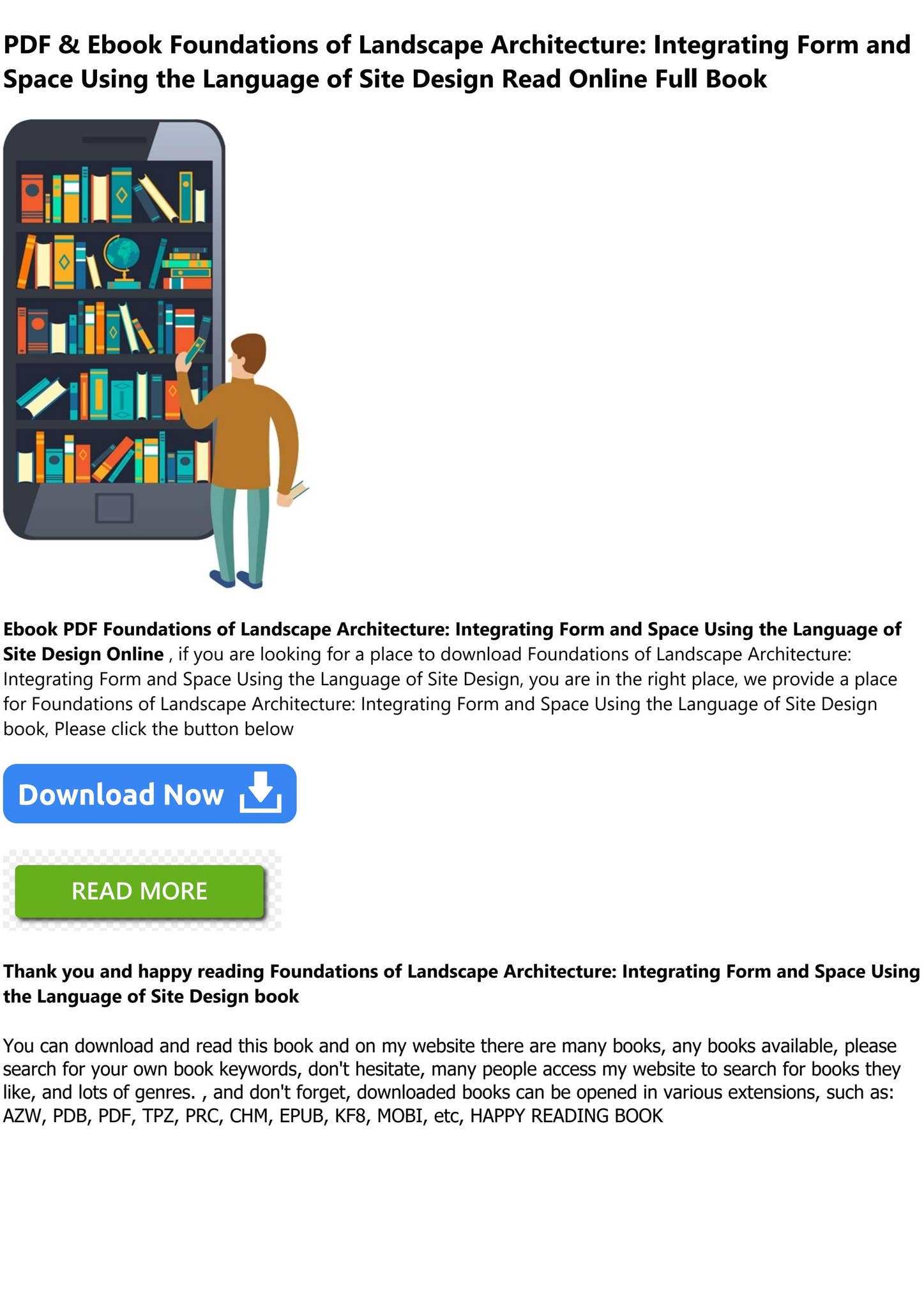 Download [PDF] Foundations of Landscape Architecture: Integrating Form and Space Using the ...