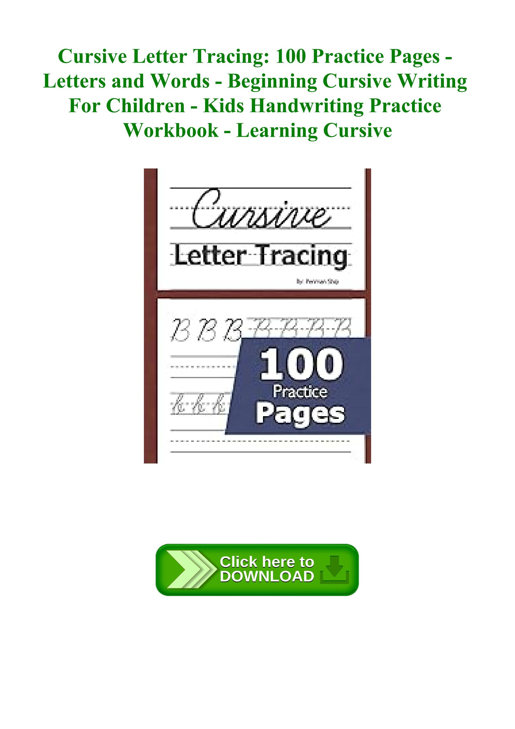[READING] Cursive Letter Tracing 100 Practice Pages - Letters and Words ...