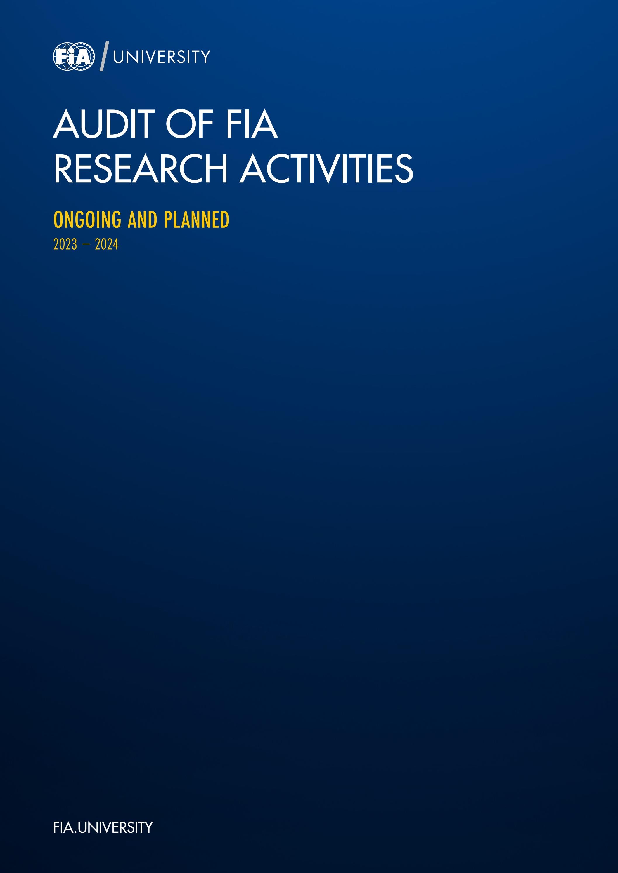 Audit of FIA Research Activities 2023 - 2024 by Fédération ...