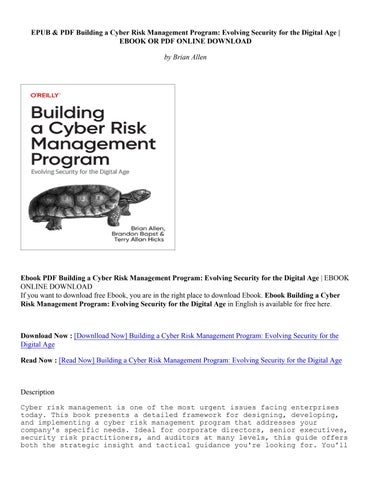 [PDF] Download Building a Cyber Risk Management Program: Evolving Security for the Digital Age ...