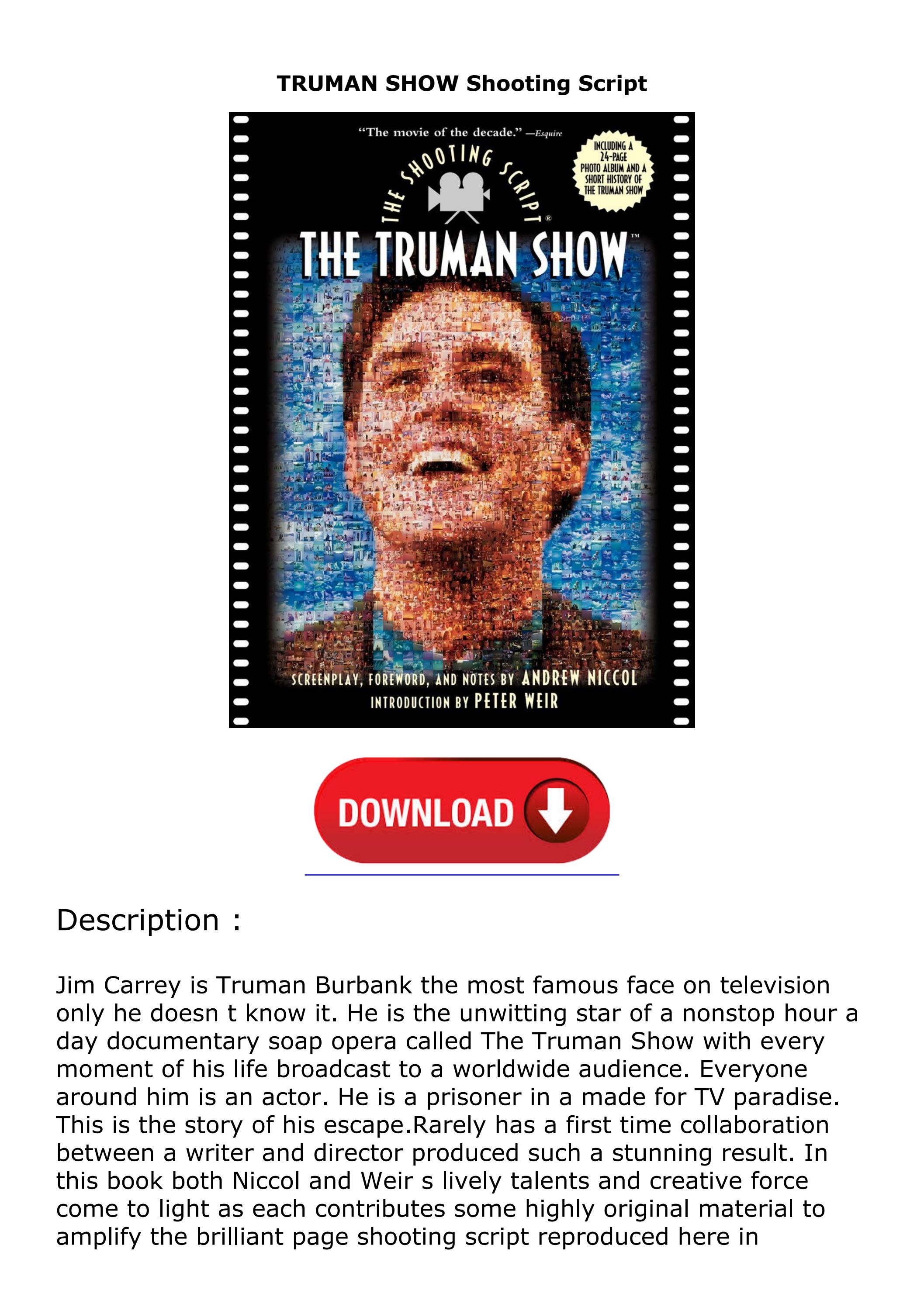 ( ️pdf)full download TRUMAN SHOW Shooting Script by sadiehworthbaker ...
