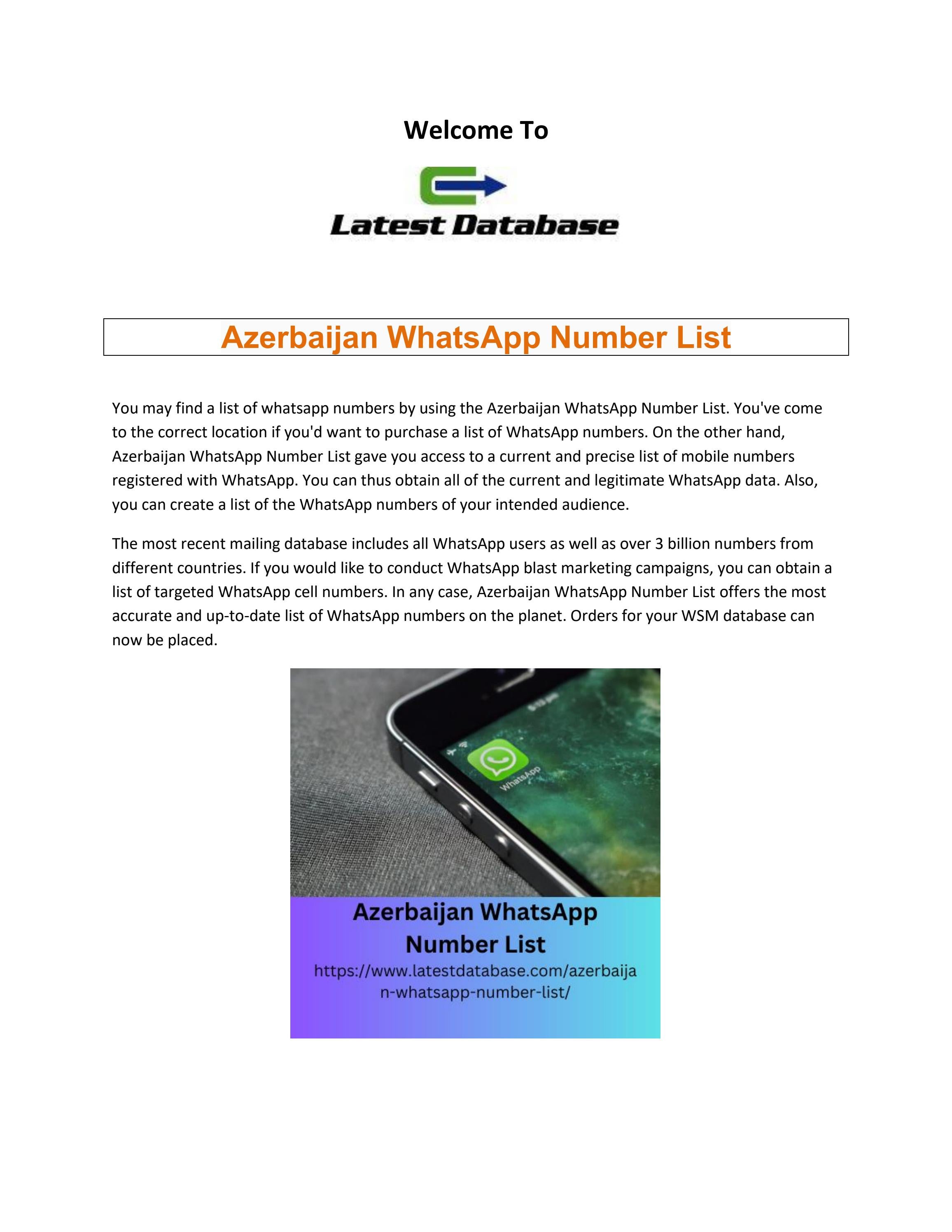 Azerbaijan WhatsApp Number List by Rejoan Hasan - Issuu