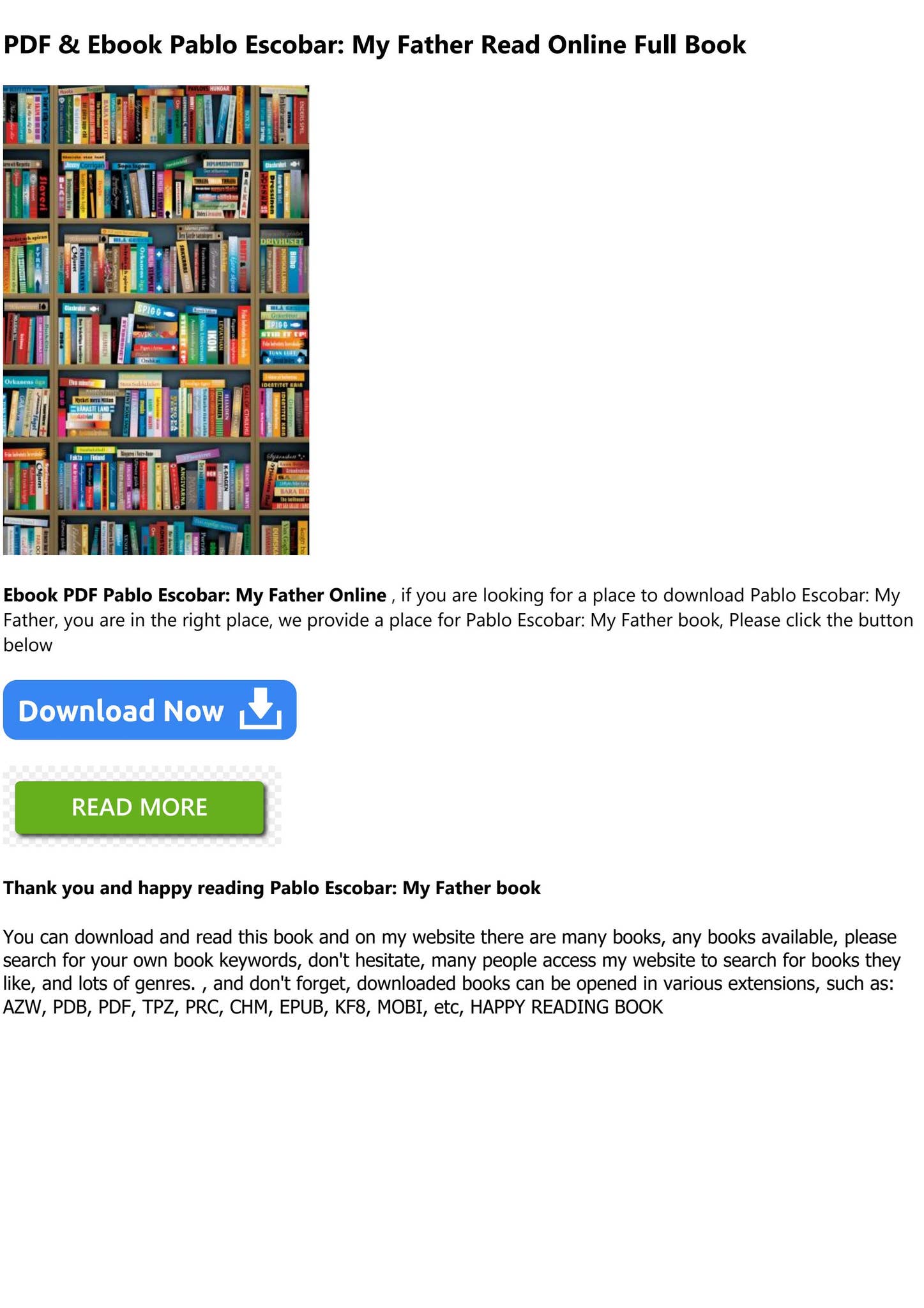 ~>Free Download Pablo Escobar: My Father Full PDF Online by ...