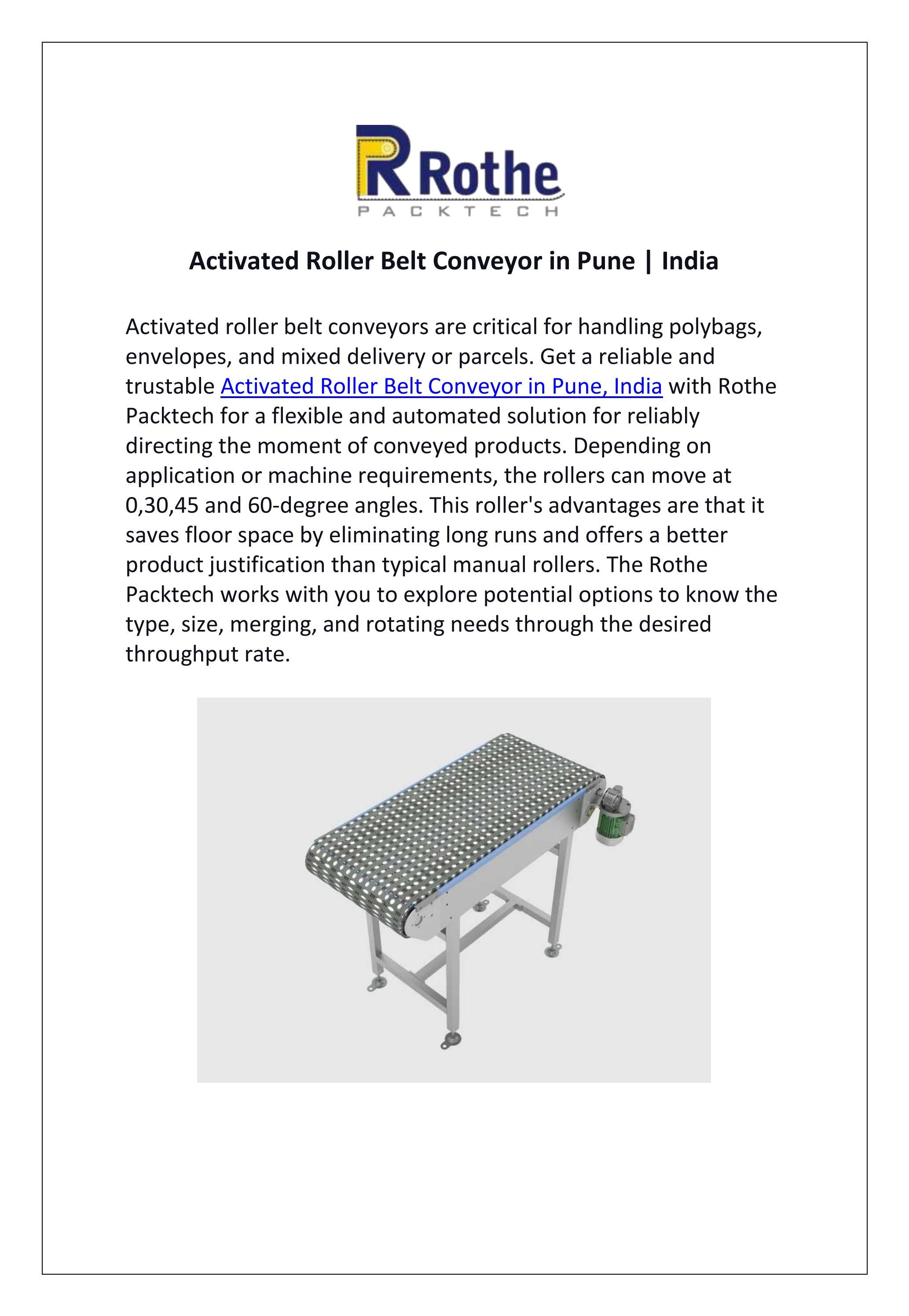 Activated Roller Belt Conveyor in Pune| India by Rothe Packtech - Issuu