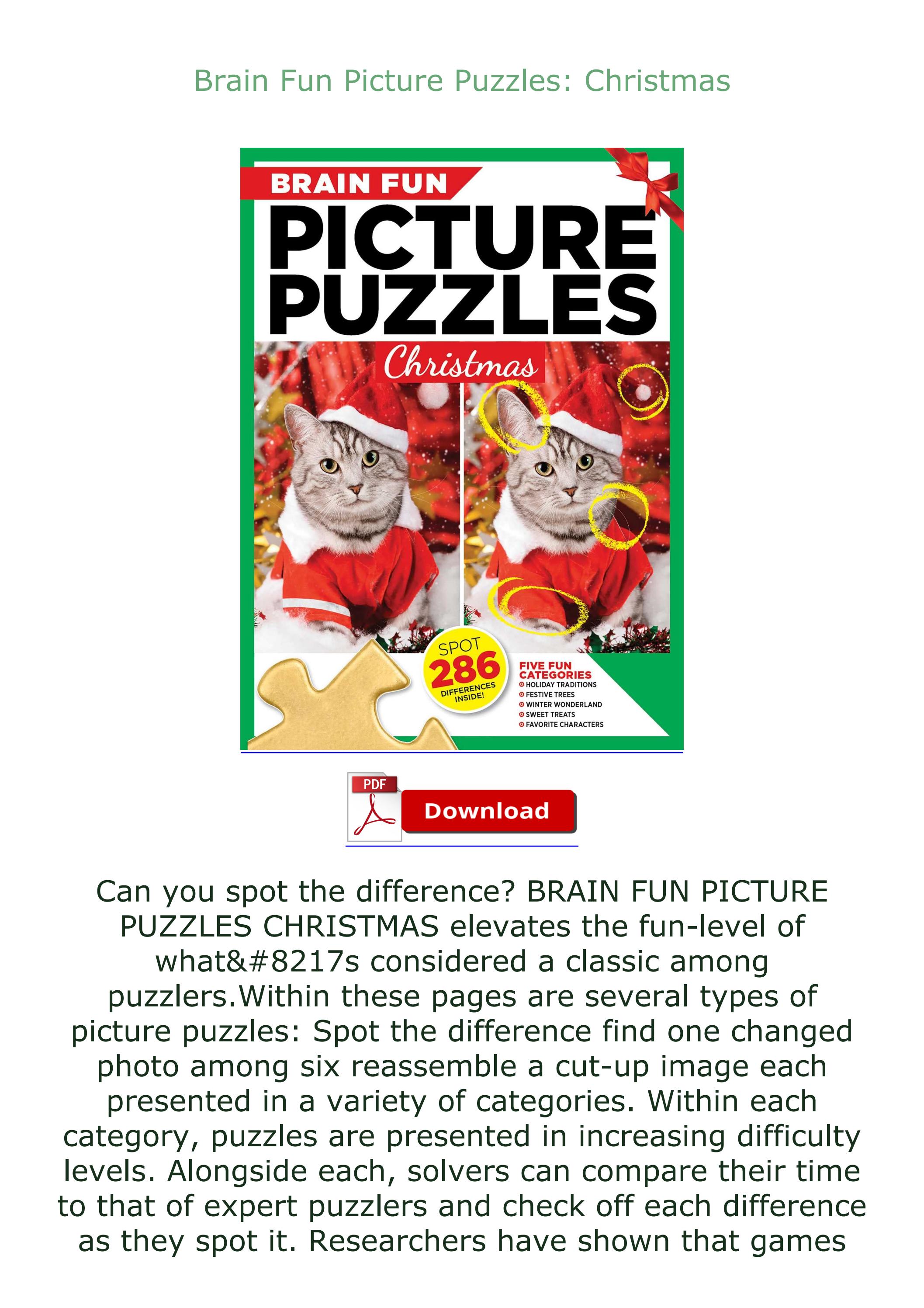 {EBOOK} DOWNLOAD Brain Fun Picture Puzzles: Christmas by ...