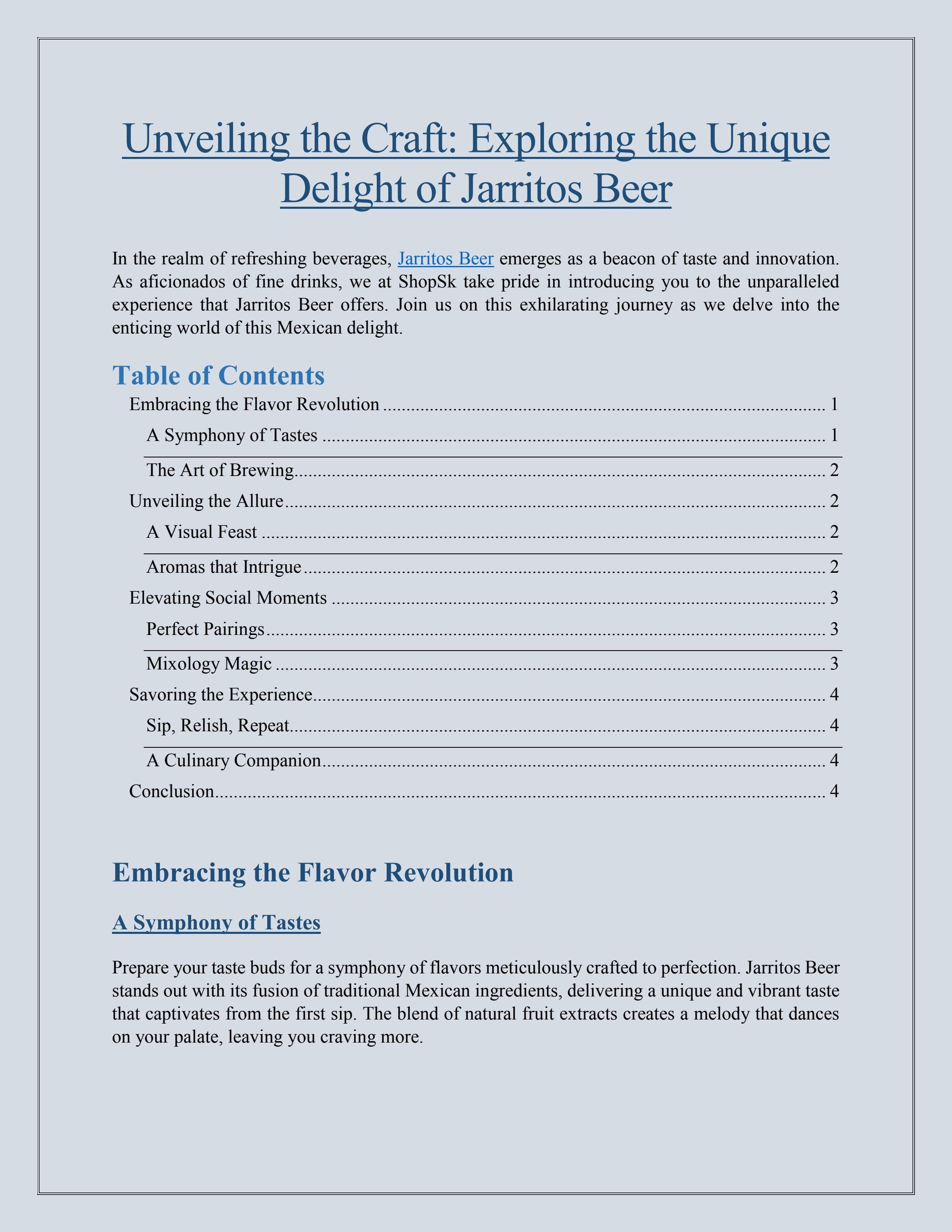 Unveiling the Craft: Exploring the Unique Delight of Jarritos Beer by ...