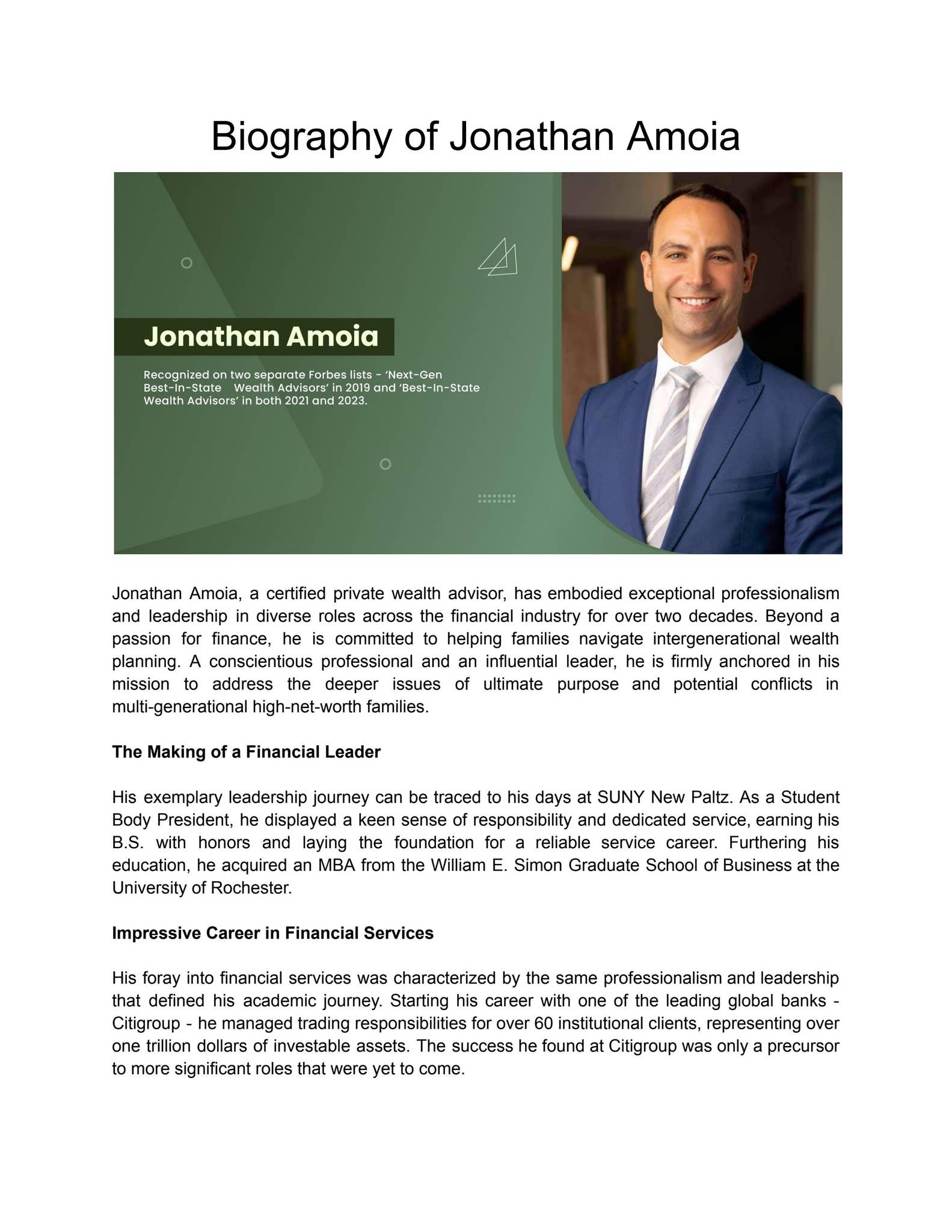Biography of Jonathan Amoia by Jonathan Amoia - Issuu