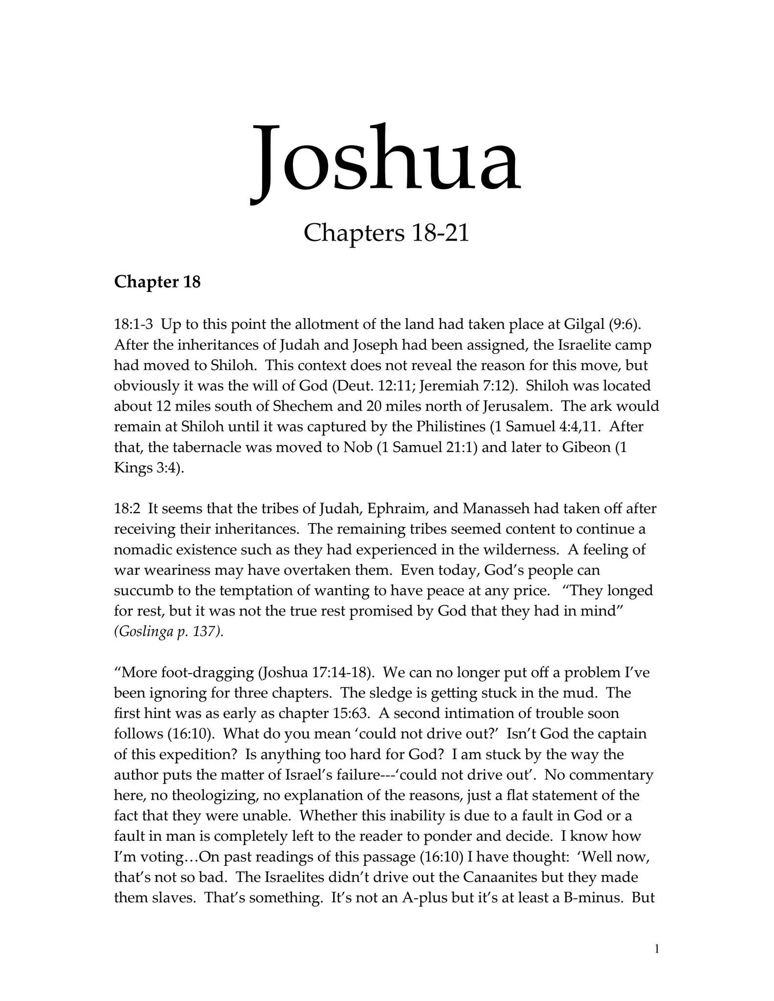 Joshua Chapters 18-21 by Mark Dunagan - Issuu