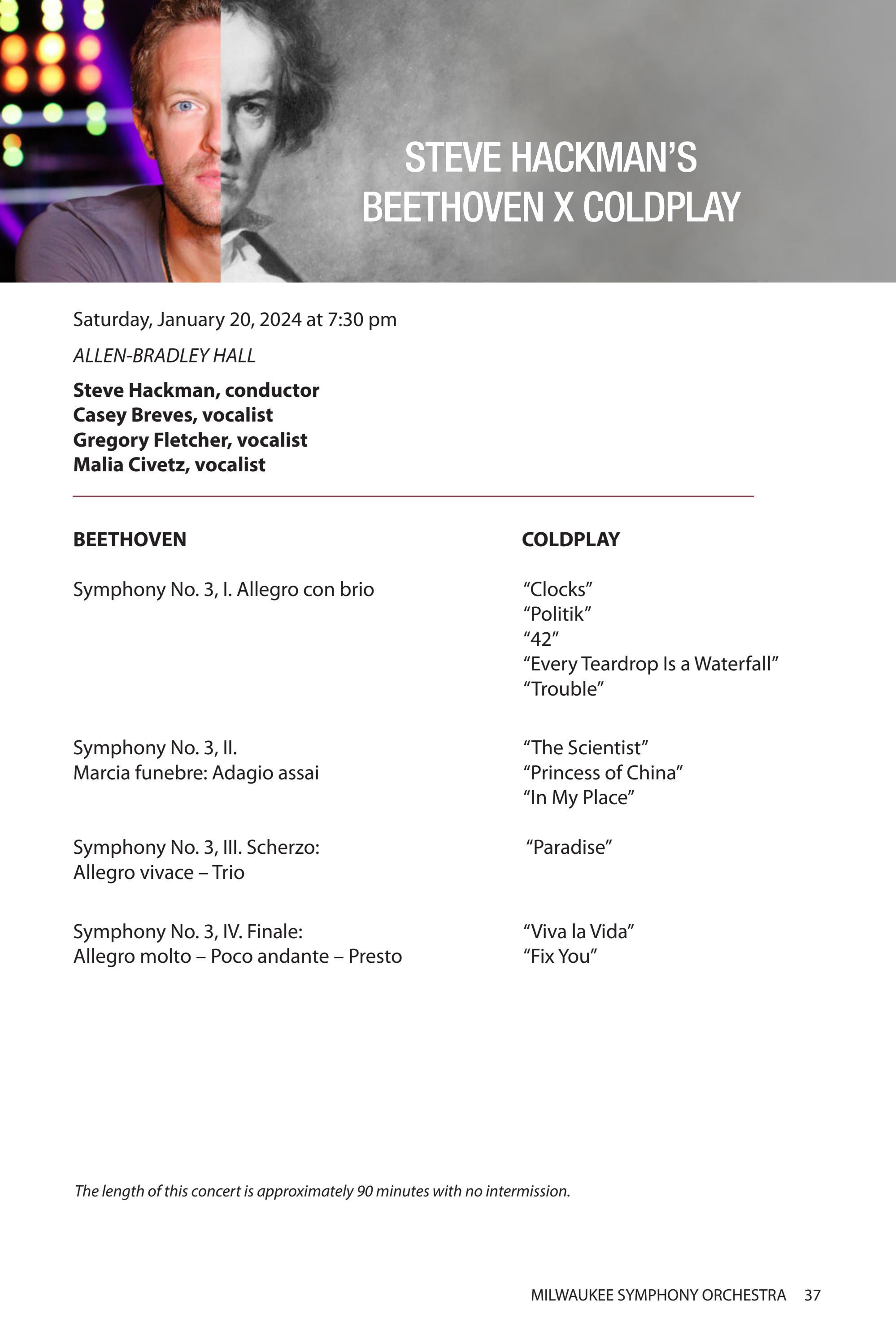 STEVE HACKMAN’S BEETHOVEN X COLDPLAY by Milwaukee Symphony Orchestra - Issuu