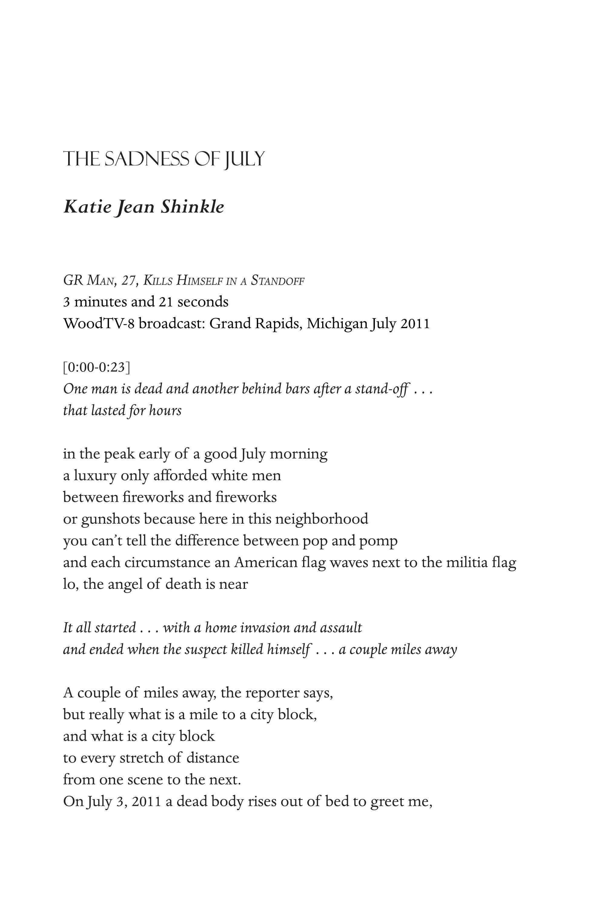 "The Sadness of July" by Katie Jean Shinkle by newletters - Issuu
