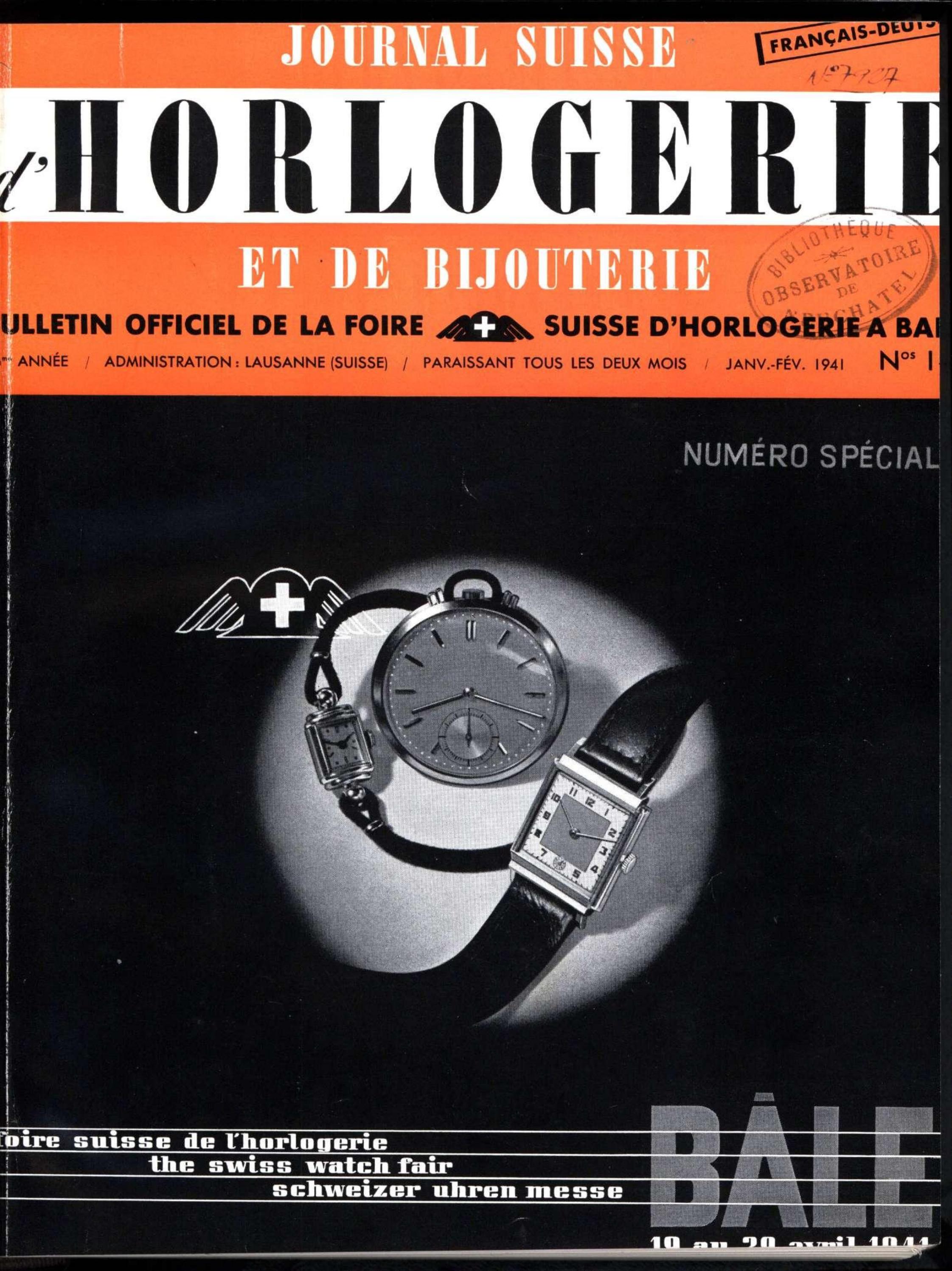1961 JSH Journal Suisse d'Horlogerie et de Bijouterie N° 1 (Janvier-Février 1941) by Joel A ...