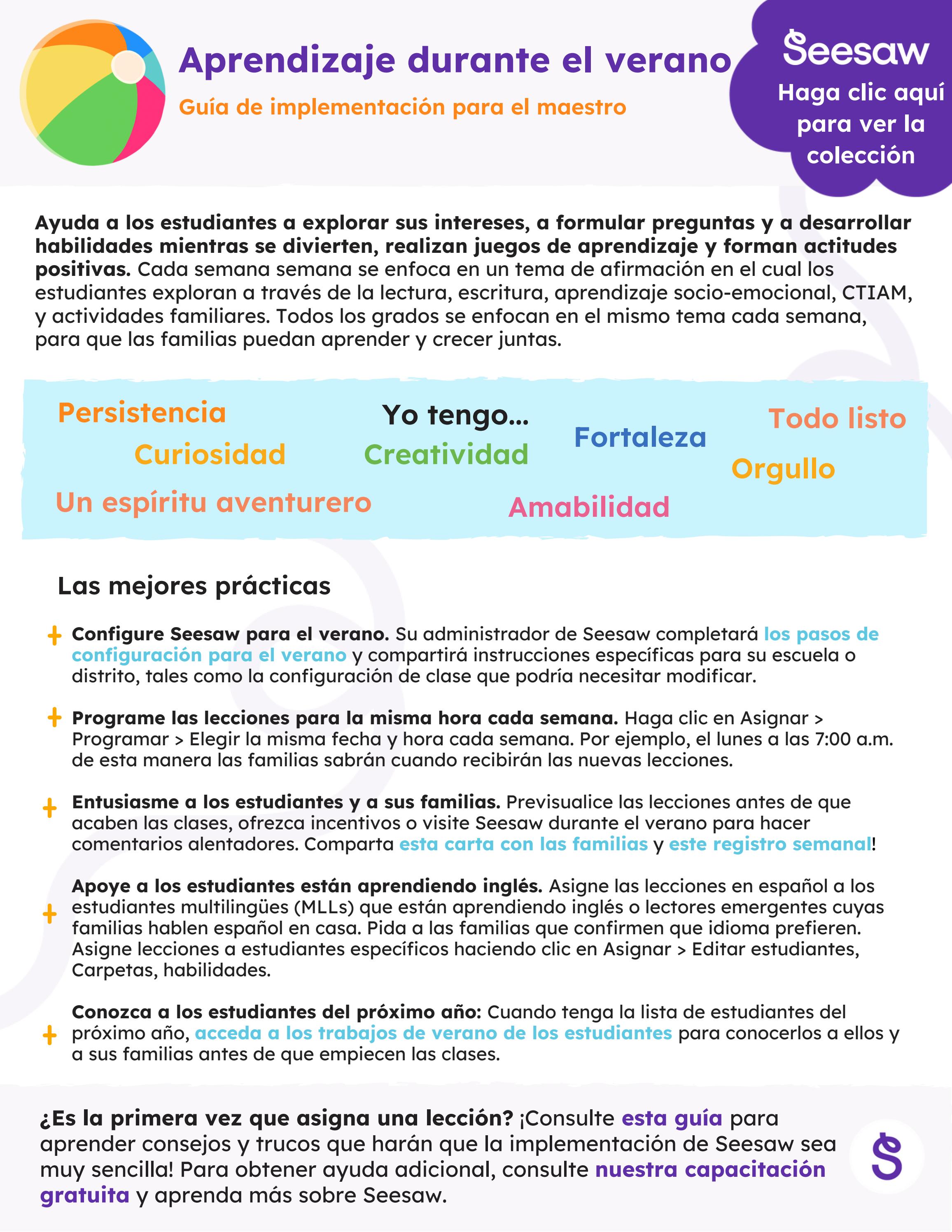 Aprendizaje durante el verano Implementation Guide by seesawlearning ...