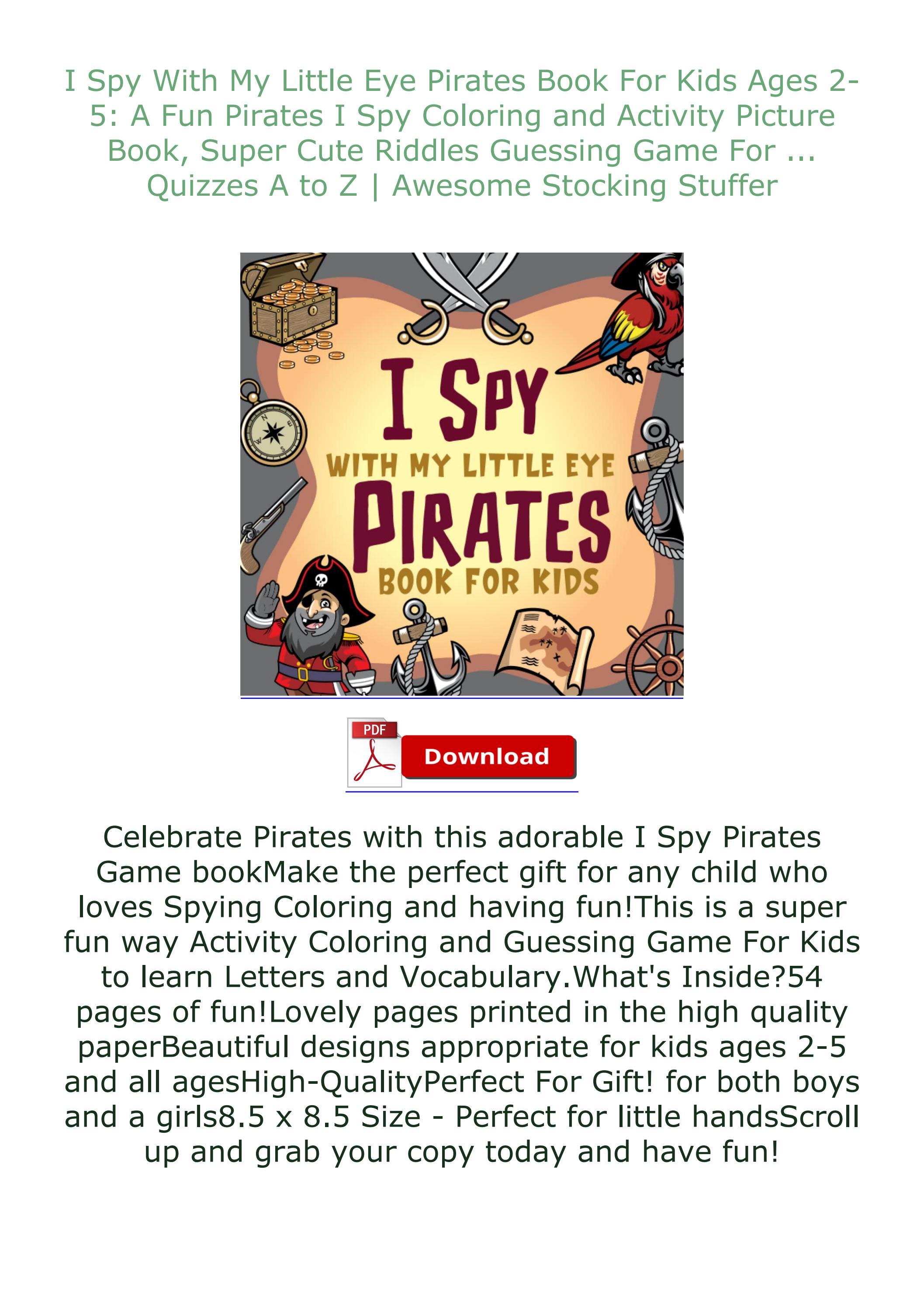DOWNLOAD BOOK ⚡PDF⚡ I Spy With My Little Eye Pirates Book For Kids Ages ...
