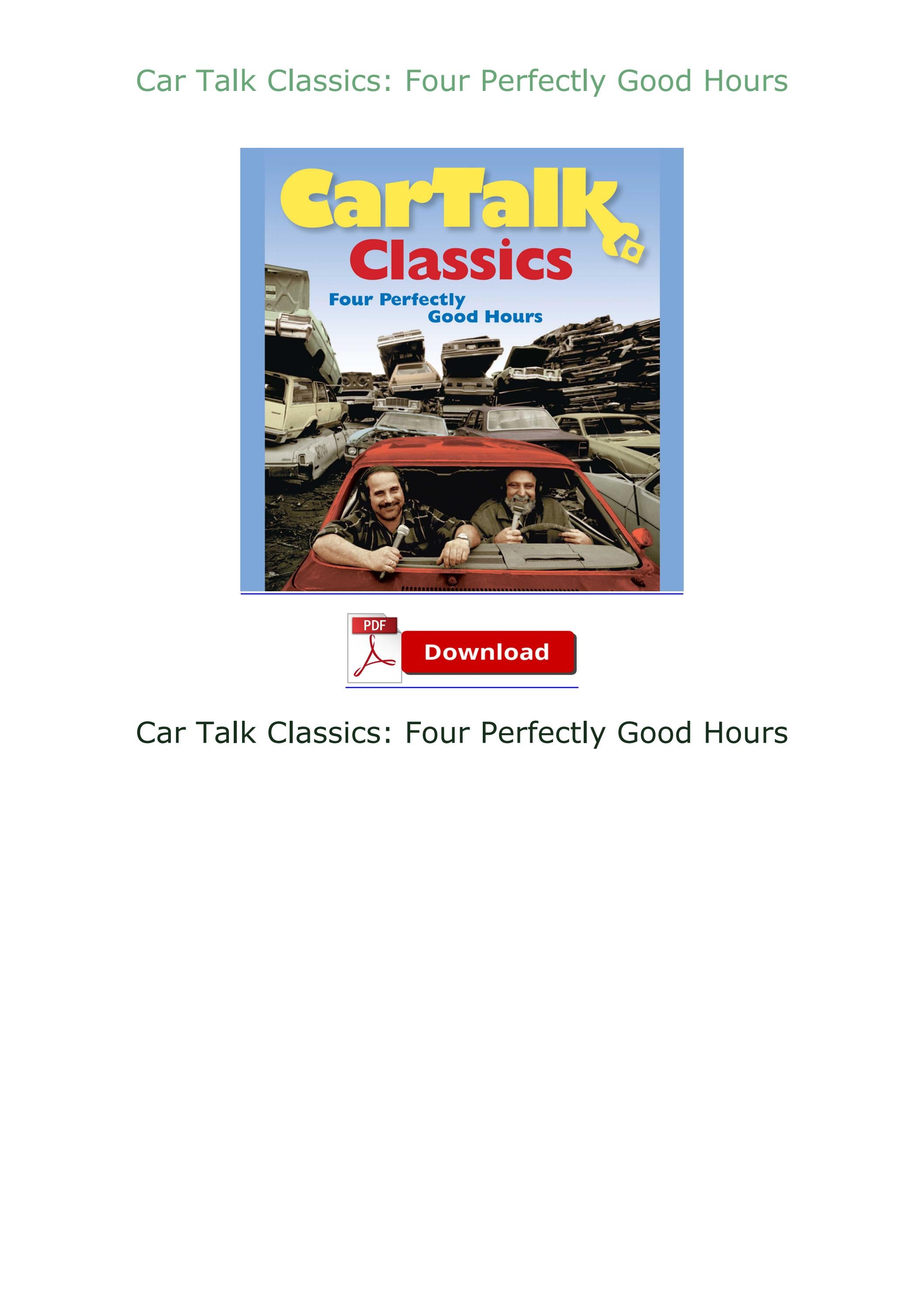 DOWNLOAD FREE ⚡PDF⚡ Car Talk Classics: Four Perfectly Good Hours by ...