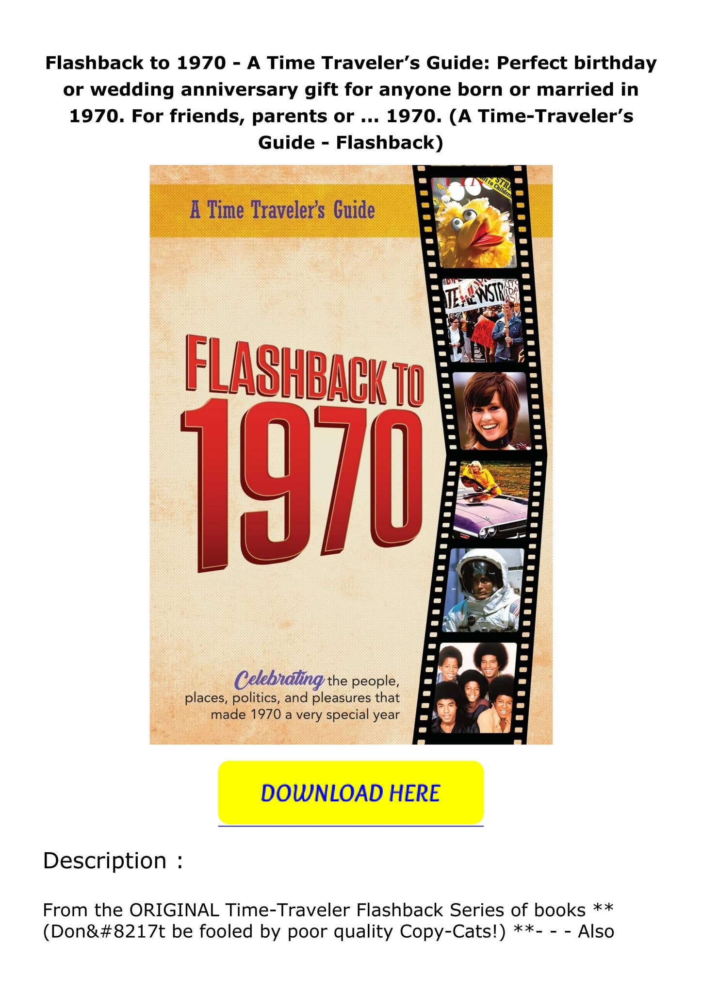 Ebook ️(Download )⚡️ Flashback to 1970 - A Time Traveler’s Guide: Perfect birthday or wedd by ...