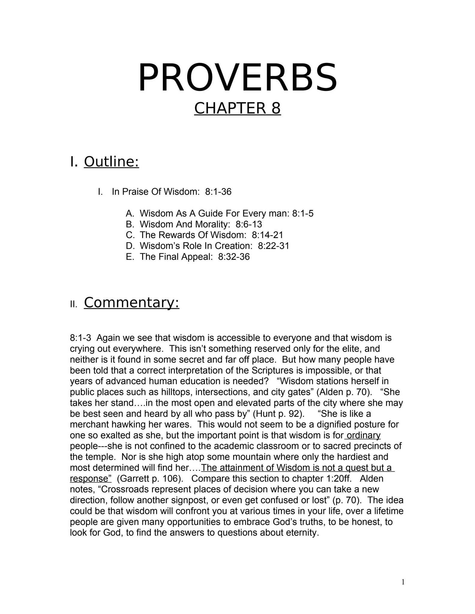 Proverbs Chapter 8 by Mark Dunagan - Issuu