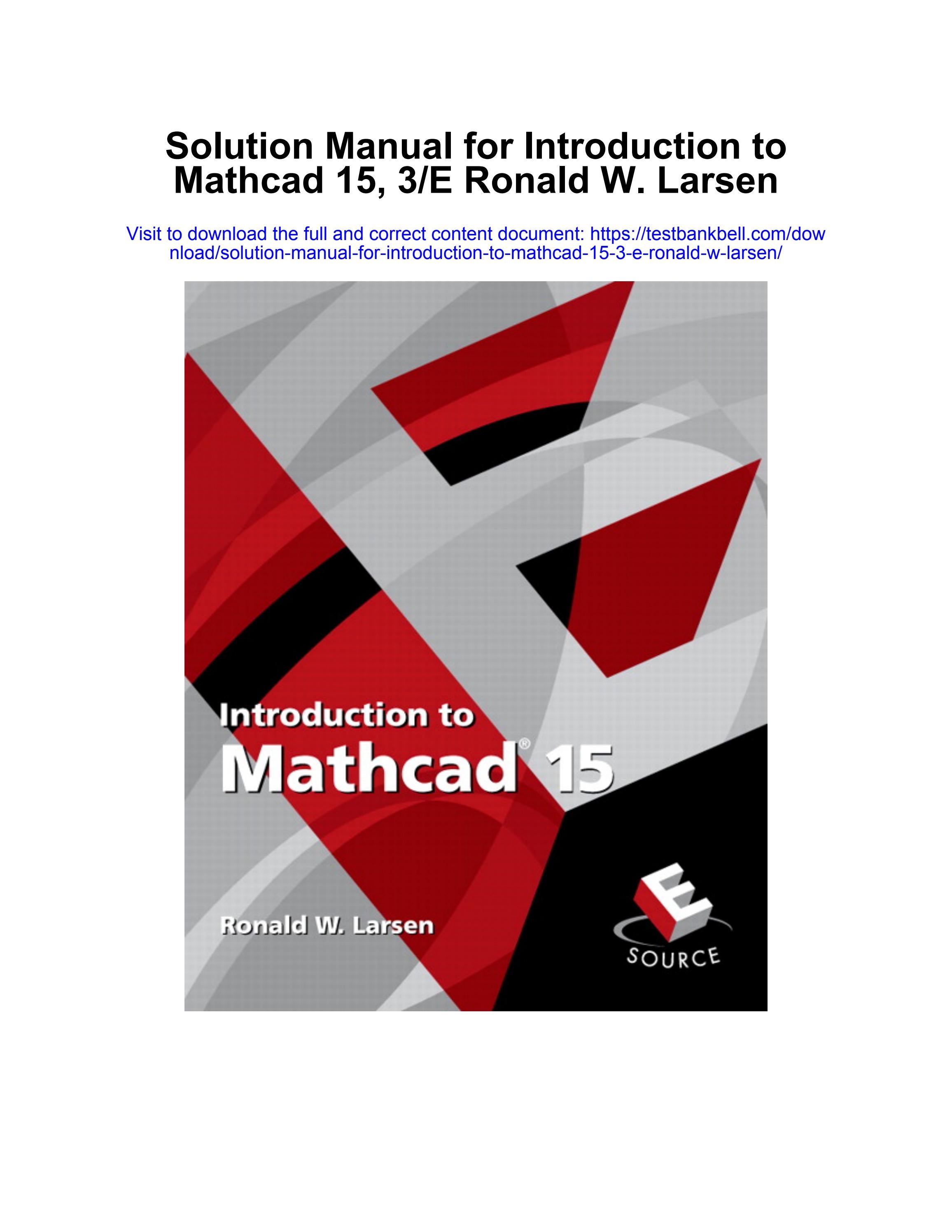 Solution manual for introduction to mathcad 15 3 e ronald w larsen by ...